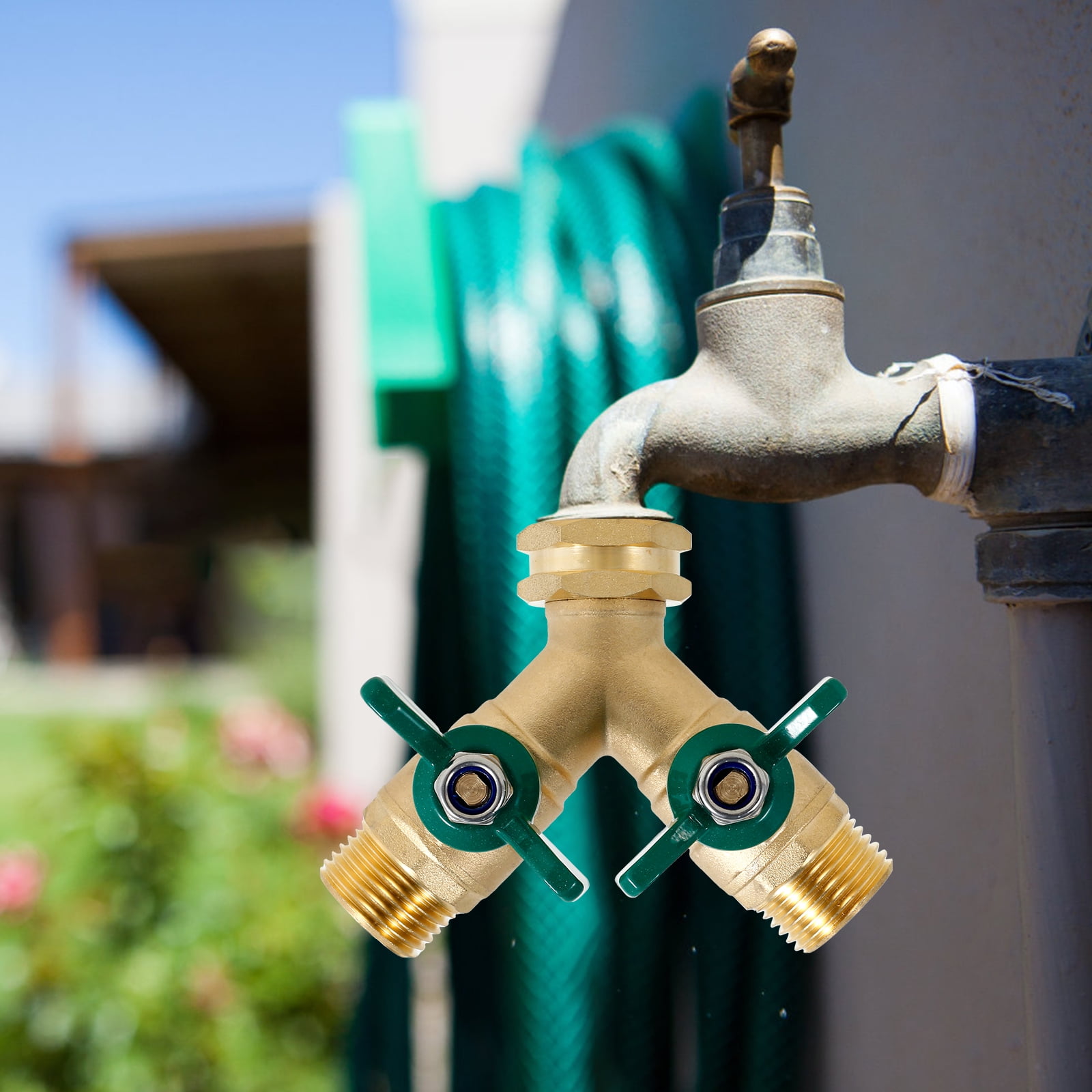 Ikoopy Brass Garden Hose Splitter Full Flow for Outdoor Irrigation ...