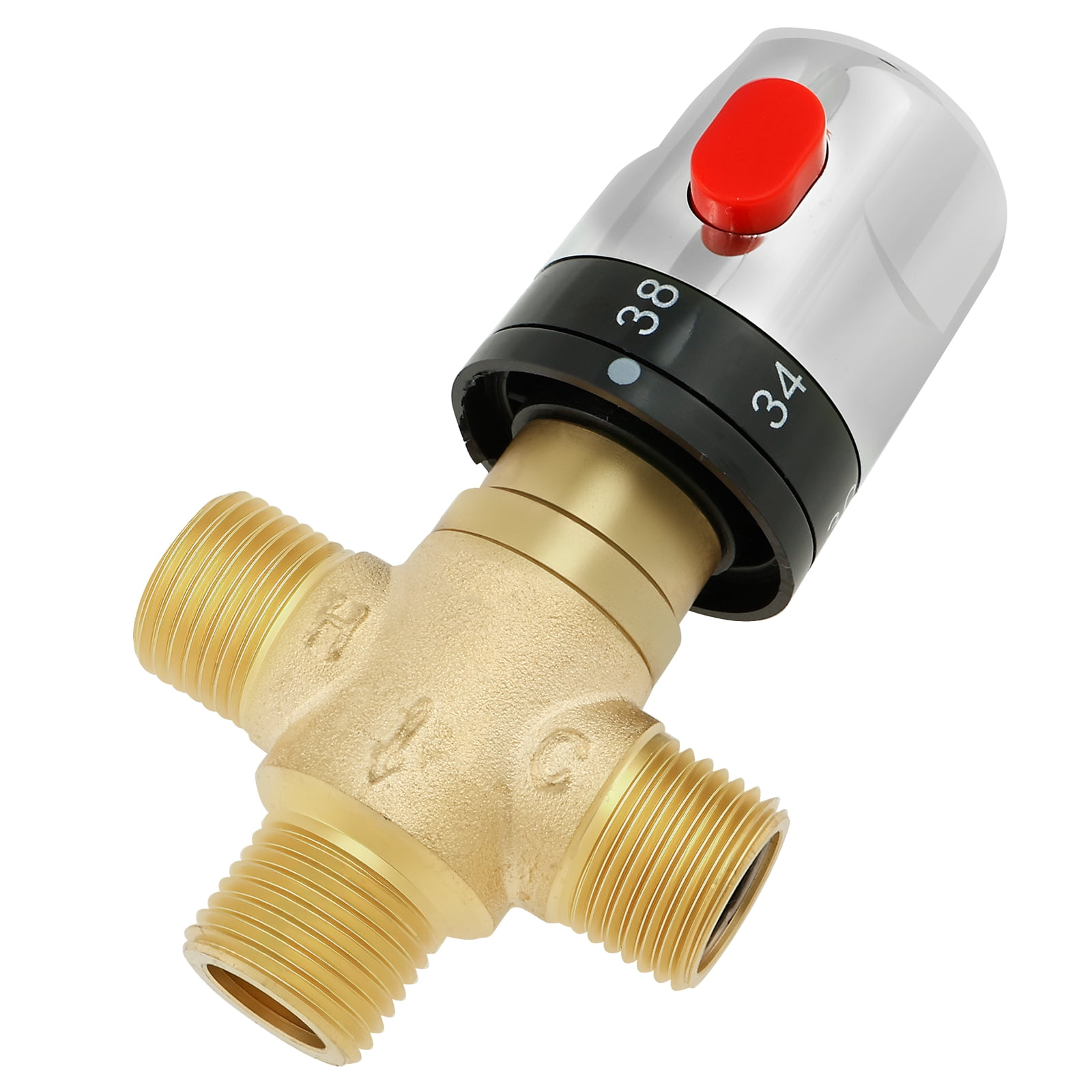 Ikoopy Brass Thermostatic Mixing Valve Adjustable Water Temperature ...