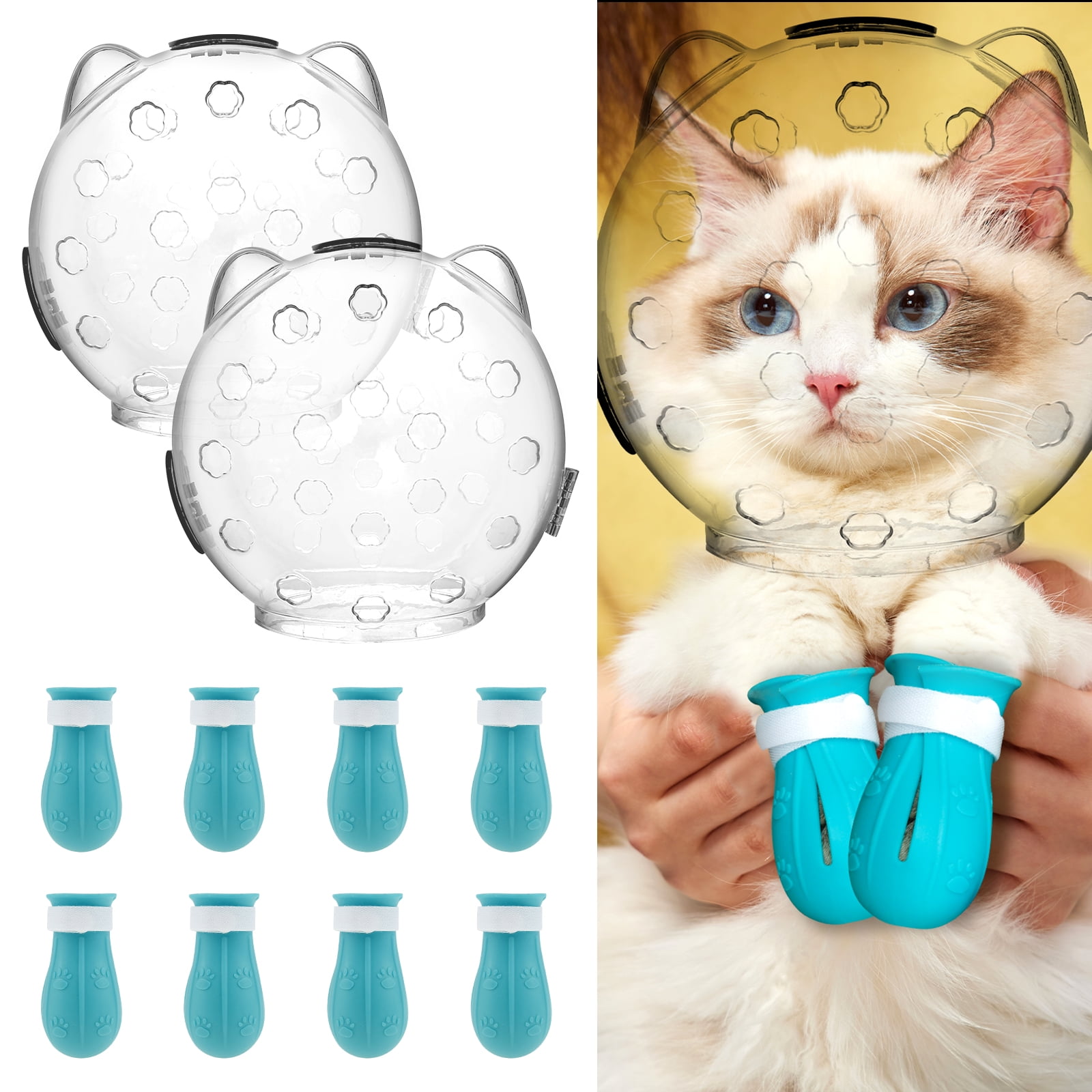 Ikoopy Cat Muzzle for Grooming Breathable Cat Muzzle Helmet Transparent ...