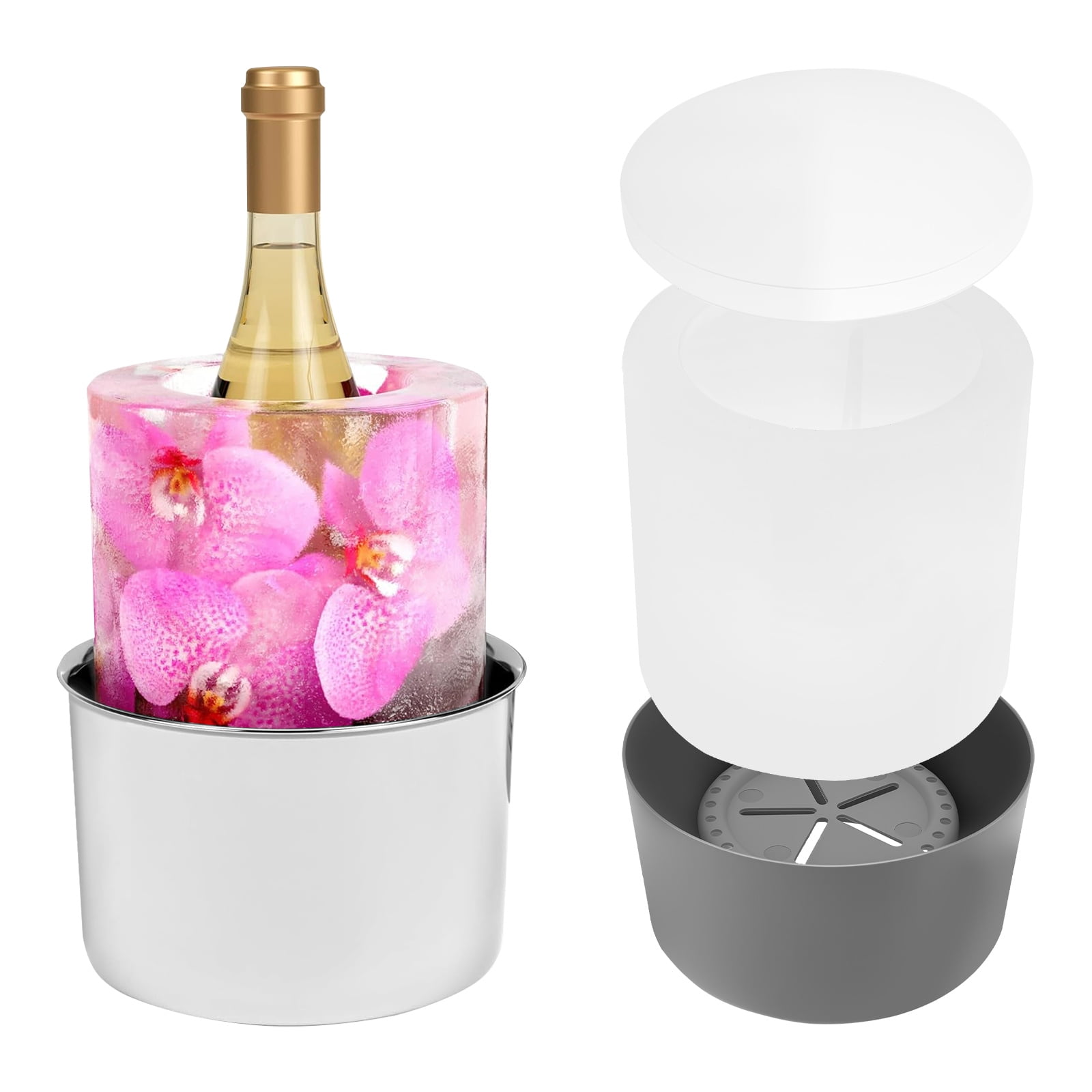 Ikoopy Champagne Ice Mold Bucket DIY Flower Ice Bucket Mold Practical ...
