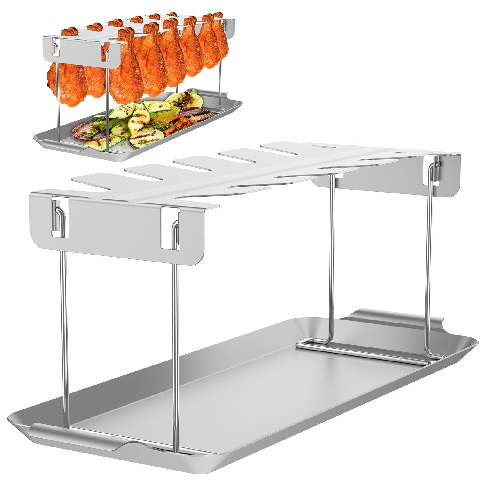 Ikoopy Chicken Leg Rack for Grill 12 Slots Stainless Steel Chicken Wing ...