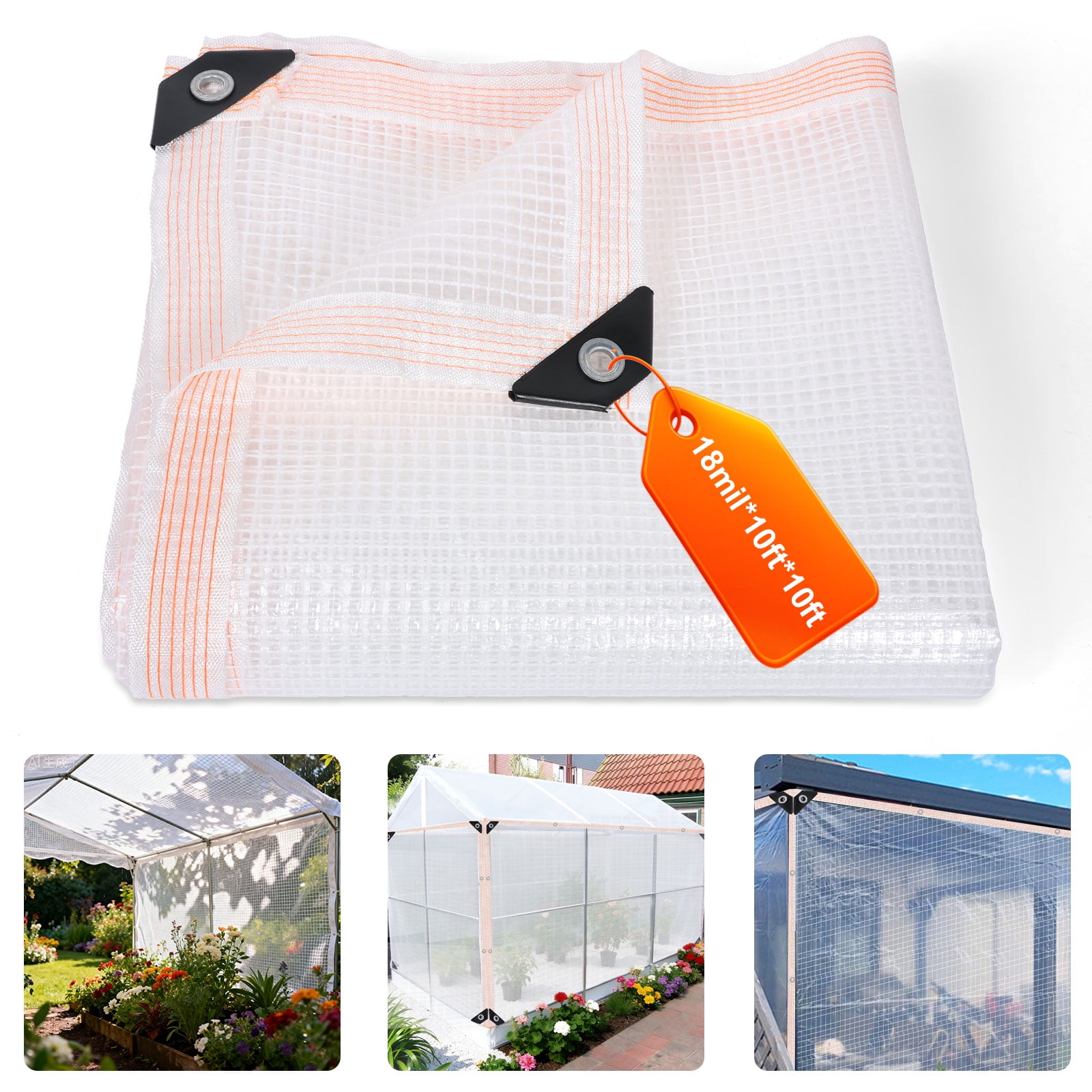 Ikoopy Clear Waterproof Greenhouse Tarp 18 Mil Greenhouse Plastic Cover ...