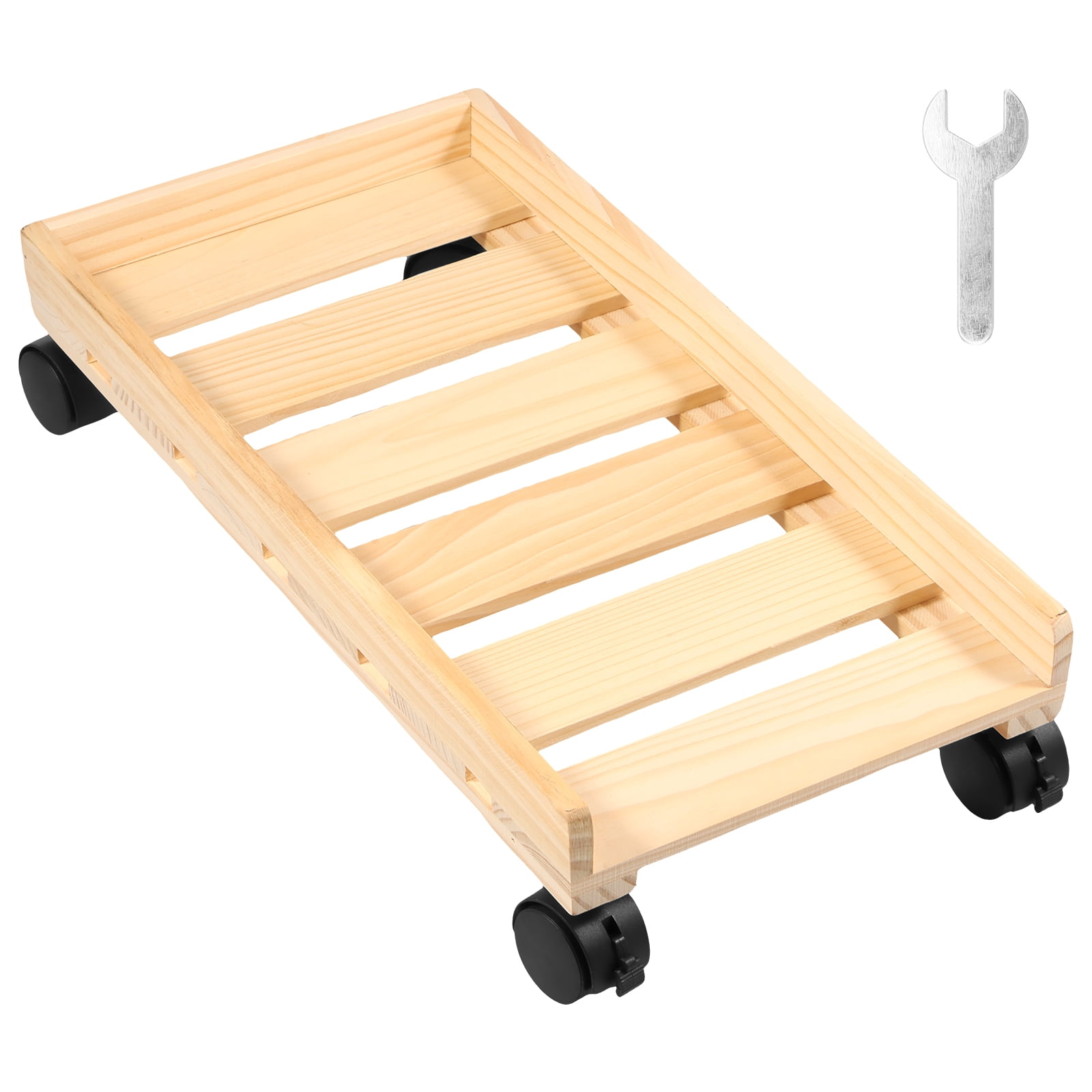 Ikoopy Computer Tower Cart with Wheels Wood Computer Stand Cart Open ...