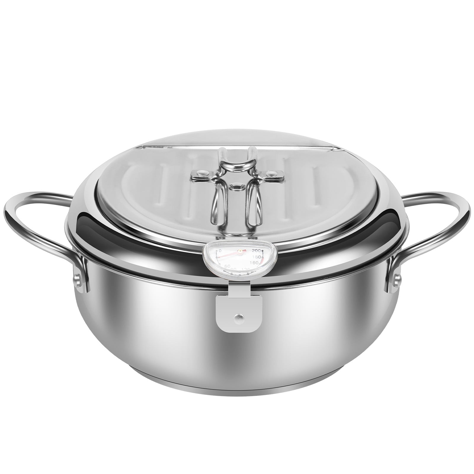 Ikoopy Deep Fryer Pot with Strainer Basket and Thermometer Stainless ...