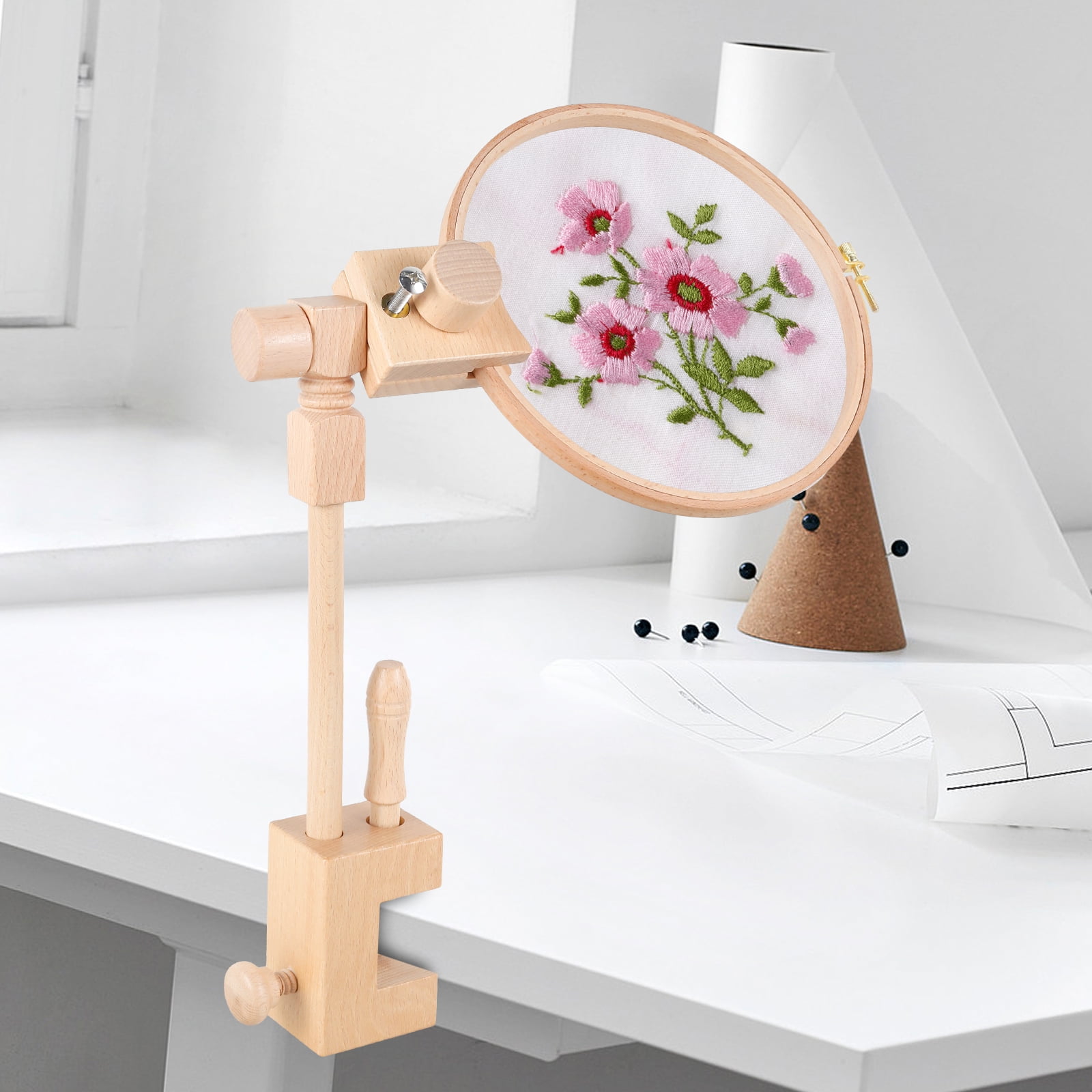 Ikoopy Embroidery Stand Table Clamp 360 Degree Rotation Beech Cross ...