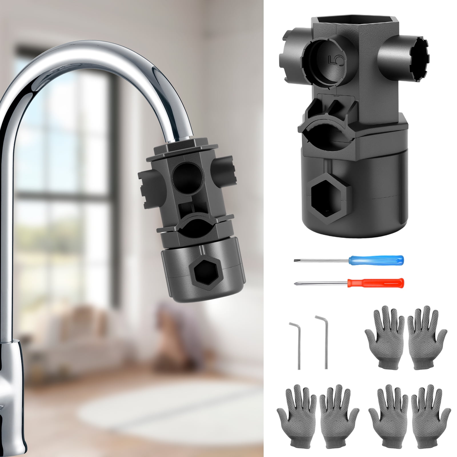 Ikoopy Faucet Wrench Tool Set Multifunctional Faucet Wrench Compact ...