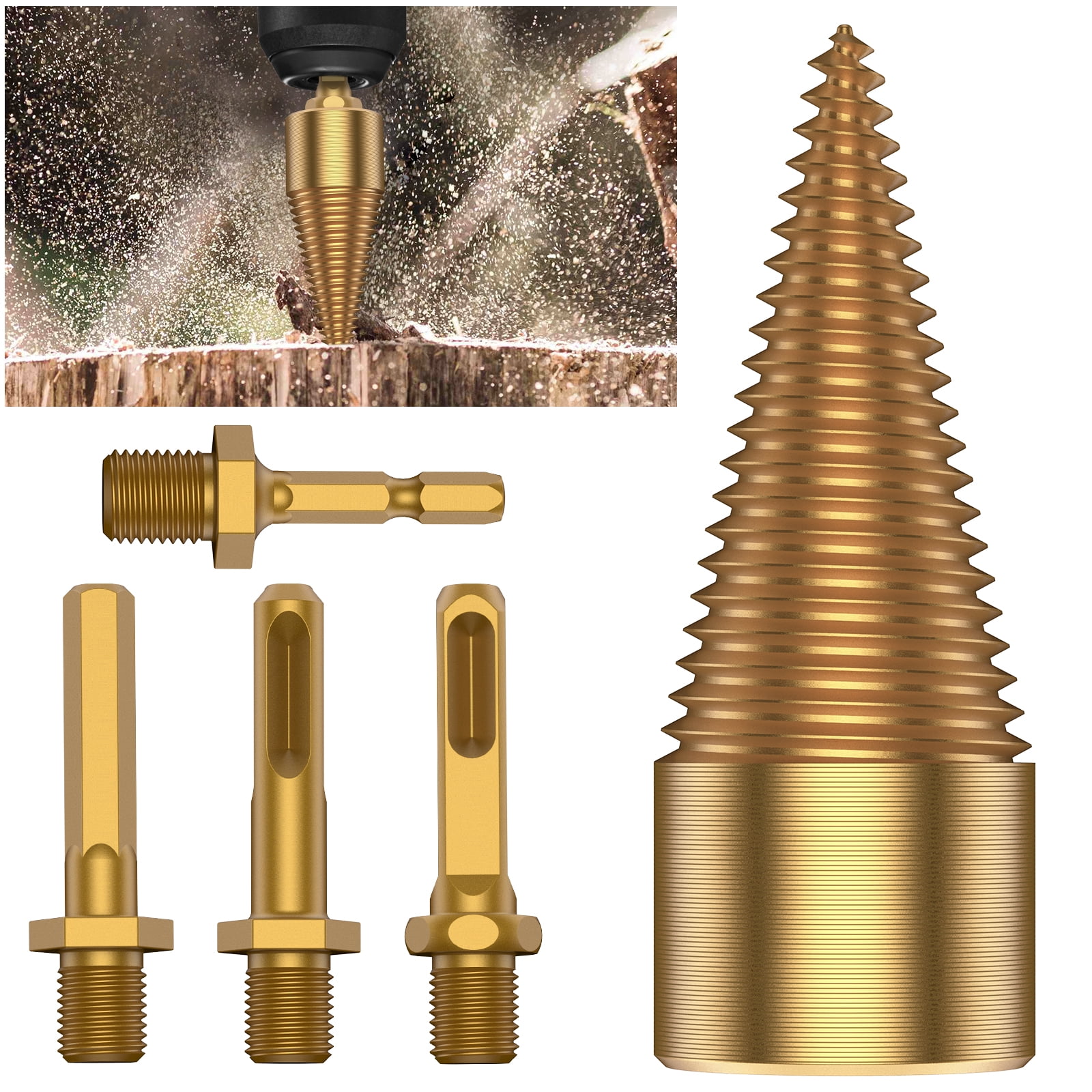 Ikoopy Firewood Drill Bit Set Solid Easy to Use Fire Wood Splitter ...