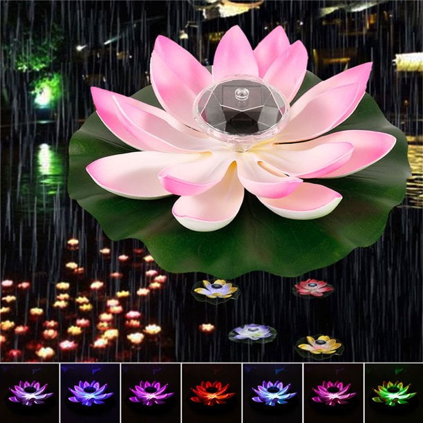 Ikoopy Floating Lotus Light Solar Powered Lotus Lamp with 7 Colors RGB ...