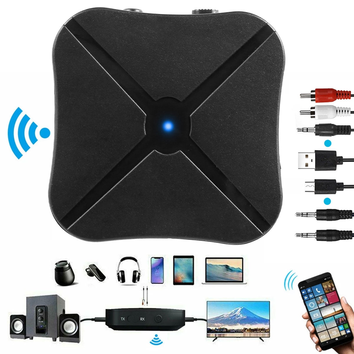 Ikoopy HIFI Bluetooth Wireless Audio 4.2 Transmitter Receiver Wireless Bluetooth Audio Adapter 3 ...