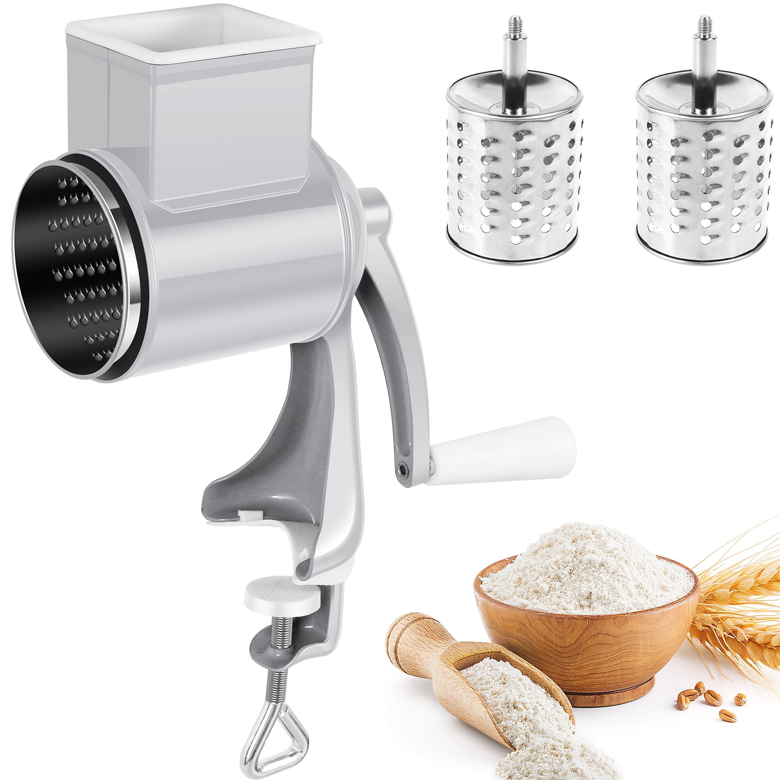 Ikoopy Hand Crank Grain Mill with Table Clamp Rustproof Manual Food ...