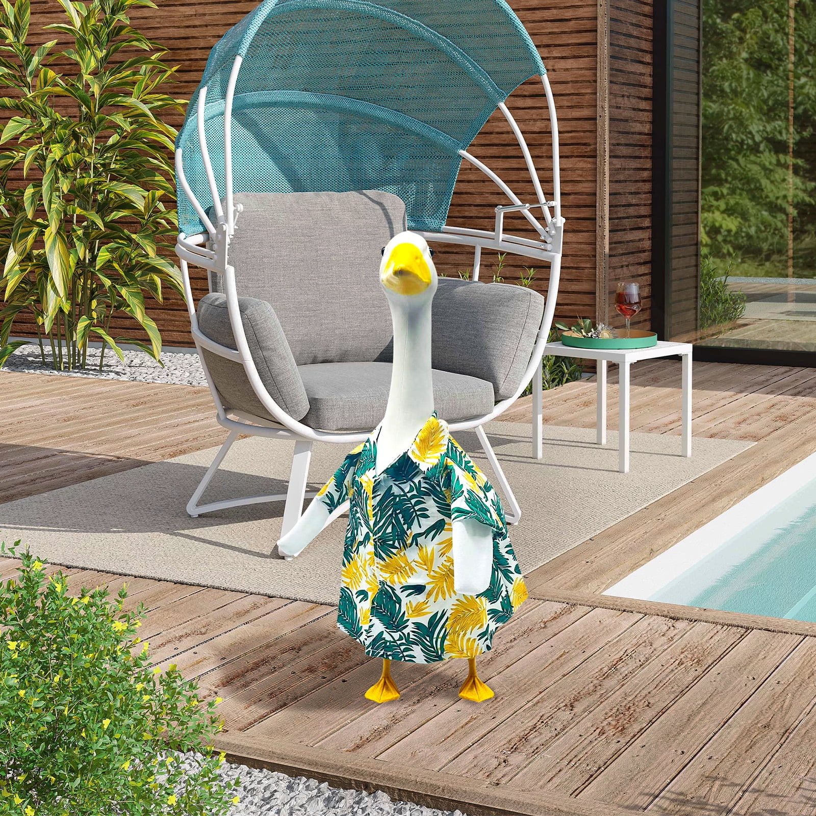 Ikoopy Hawaiian Porch Goose Outfit Washable Summer Lawn Goose Statue ...