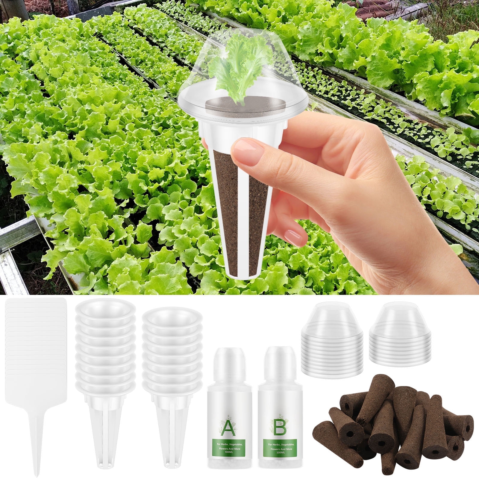 Ikoopy Hydroponic Pods Kit Plastic Seed Pod Kit Good Water Retention ...