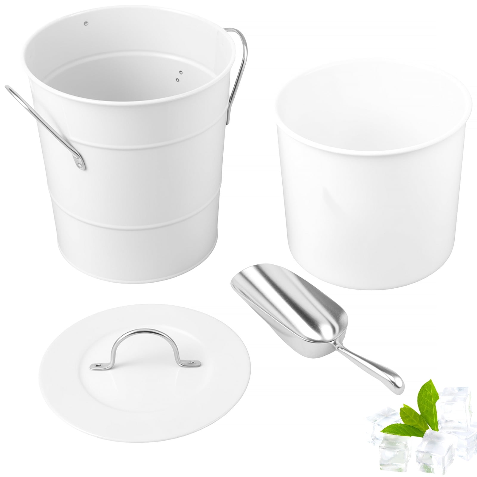 Ikoopy Ice Bucket with Handle 3.5L Double Wall Insulated Ice Container ...