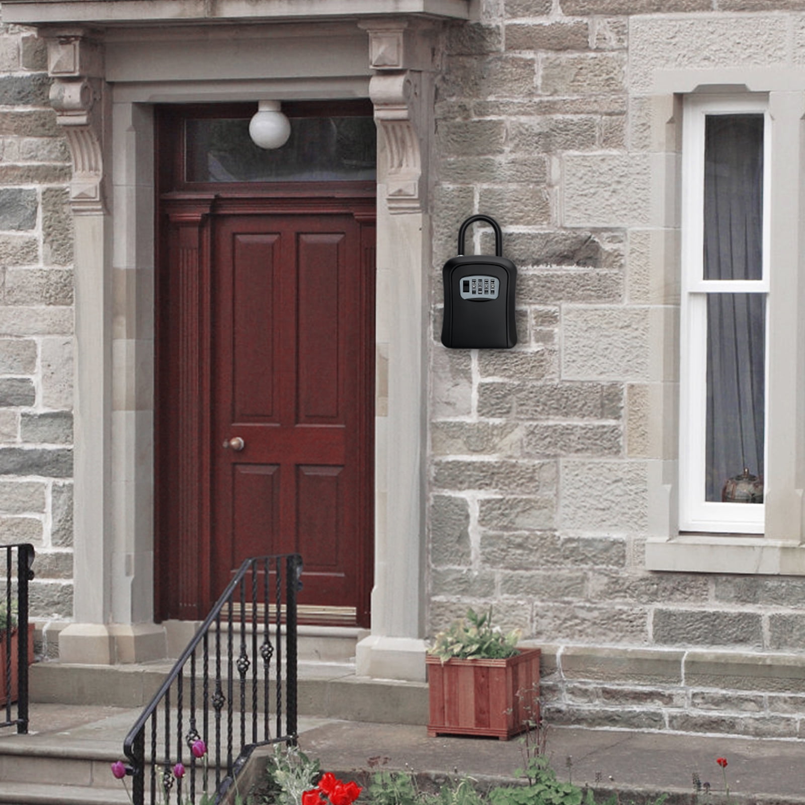 Ikoopy Key Lock Case 4 Digit Combination Key Storage Box Wall Mounted ...