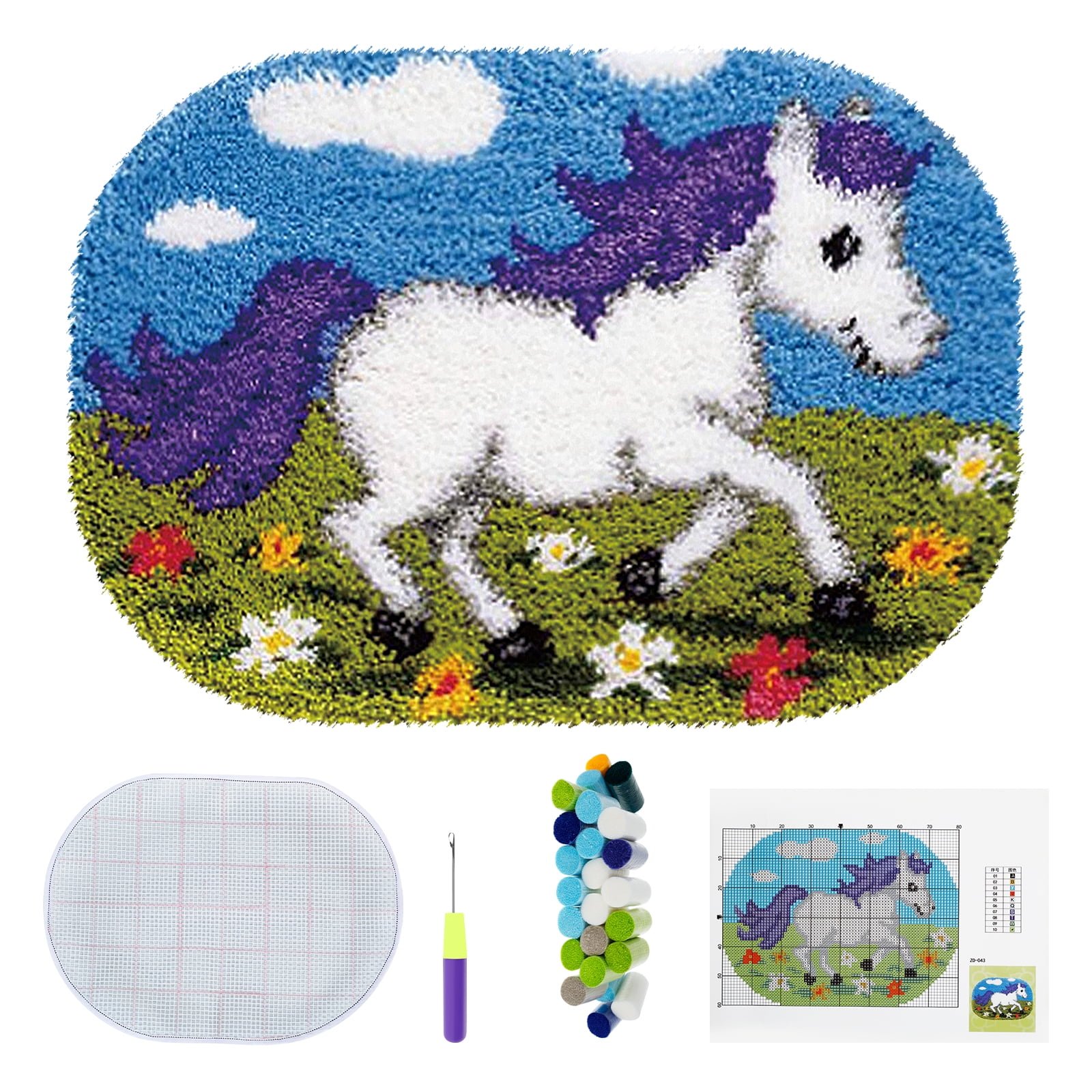 Ikoopy Latch Hook Kit for Adults Kids Cute Cartoon Animal Theme Latch ...