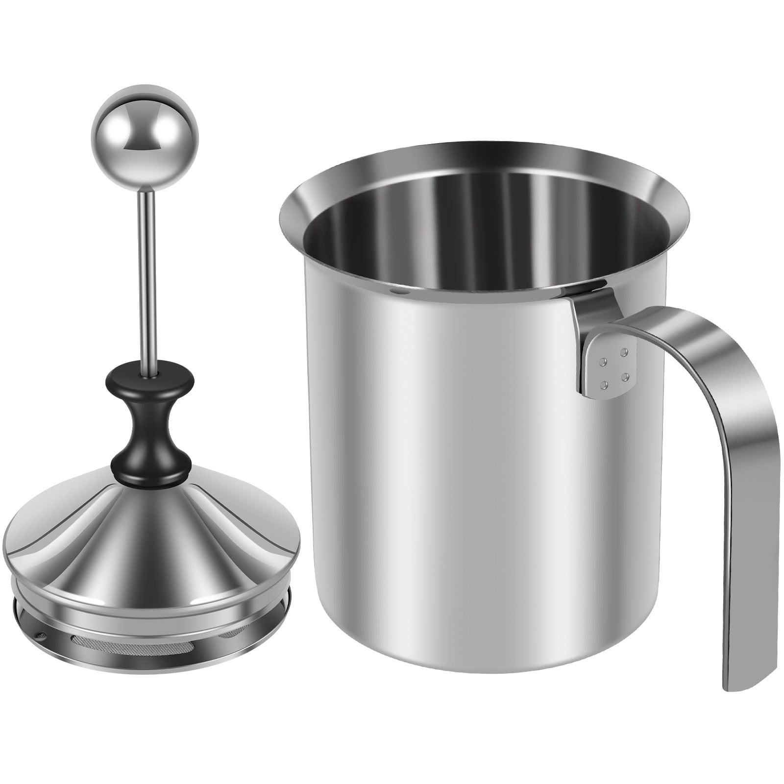 Ikoopy Manual Milk Frother 400ML 304 Stainless Steel Hand Pump Milk ...