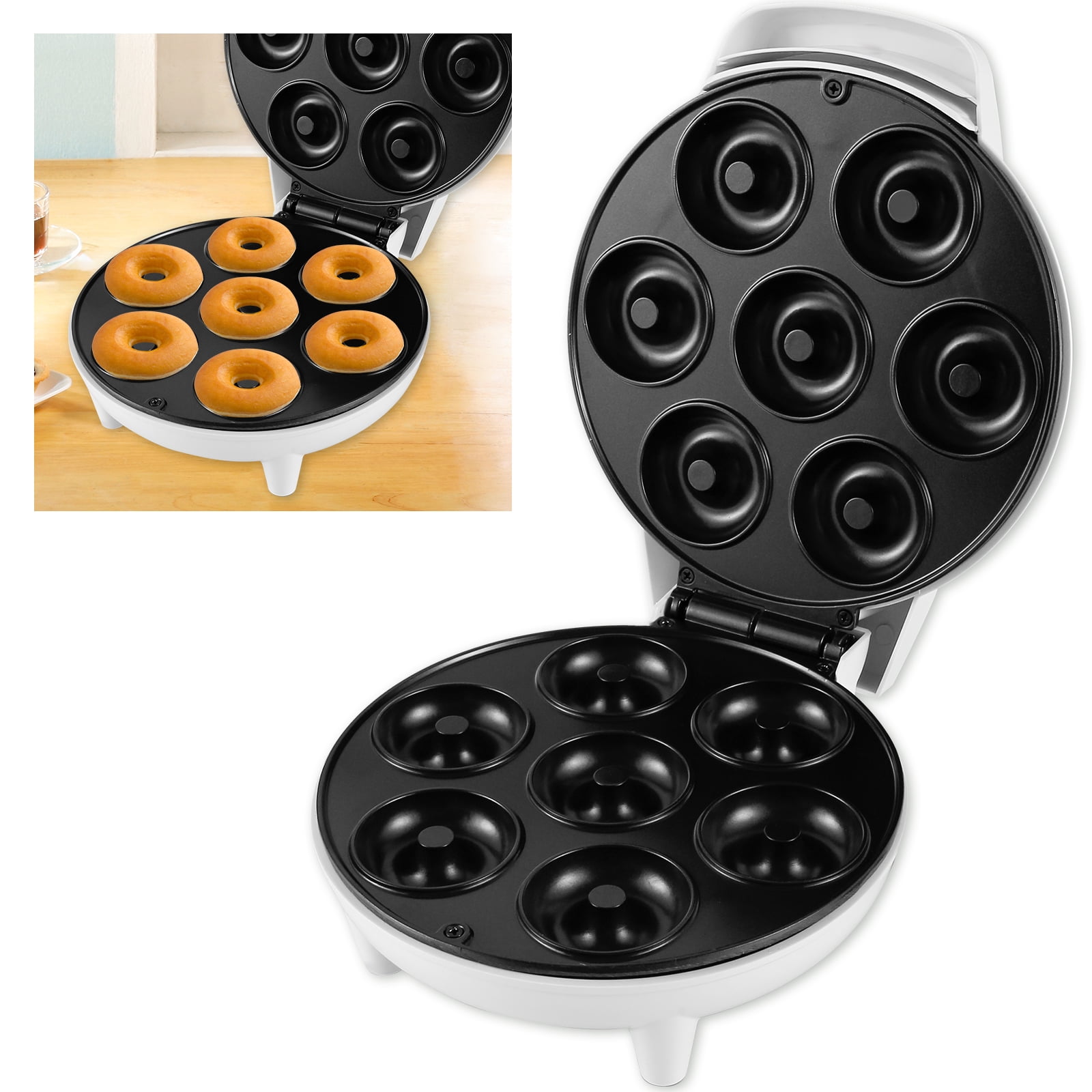 Ikoopy Mini Doughnut Maker 1200W Non-Stick Donut Maker Machine 7 Holes ...