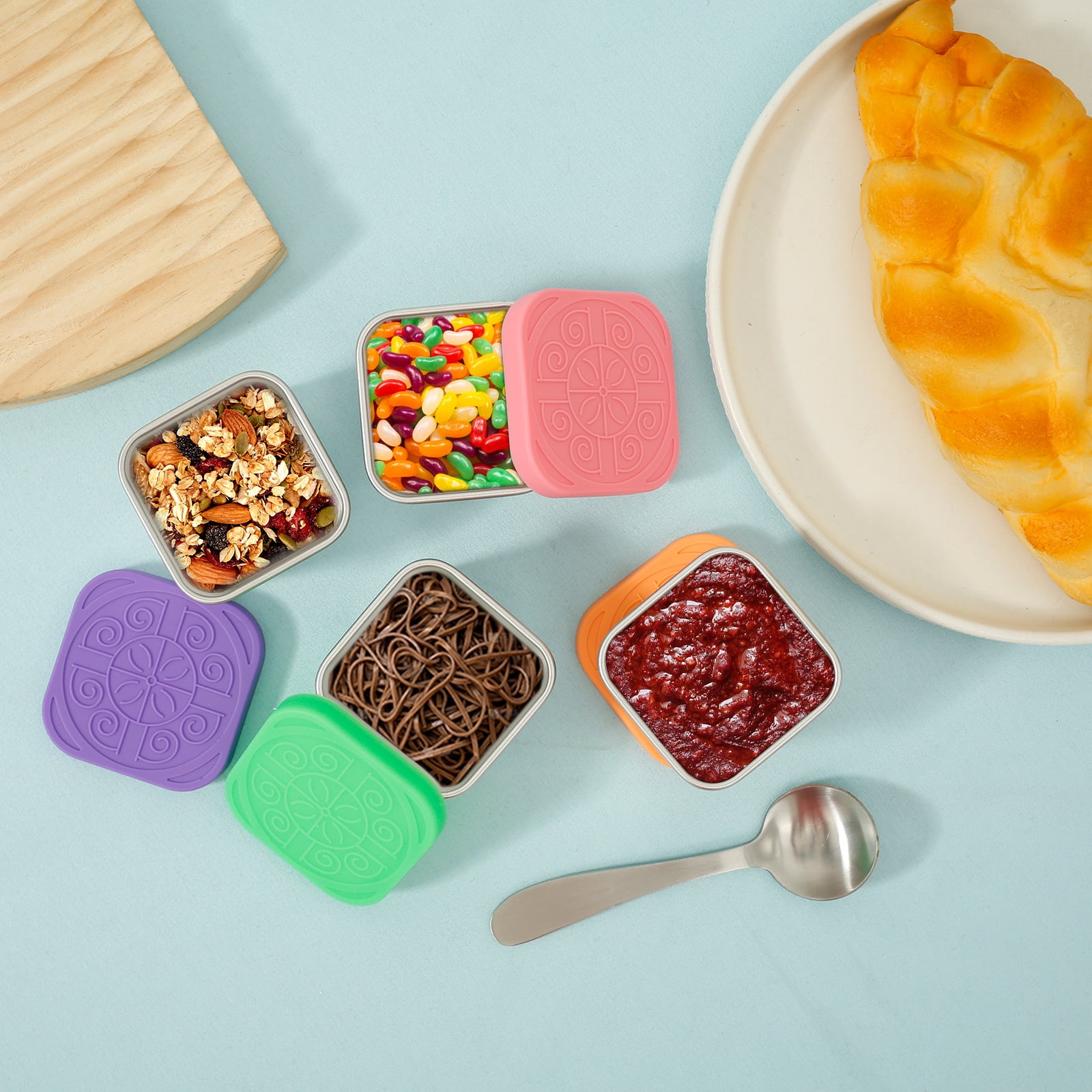 Ikoopy Mini Snack Containers Reusable Solid Stainless Steel Snack ...