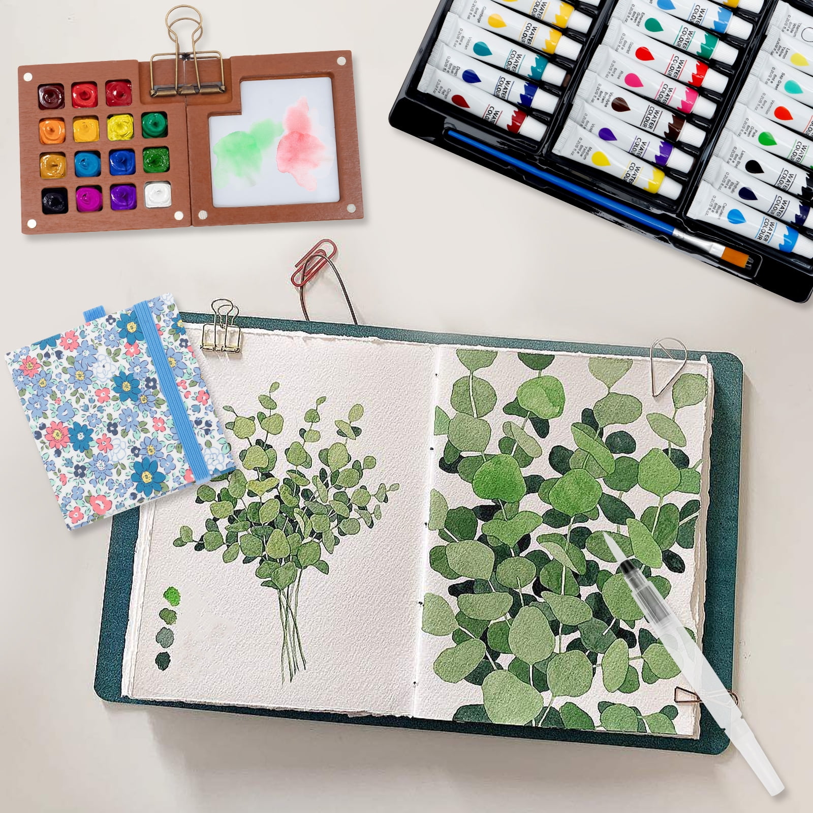 Ikoopy Mini Watercolor Paint Travel Set Portable Pocket Watercolor Set ...