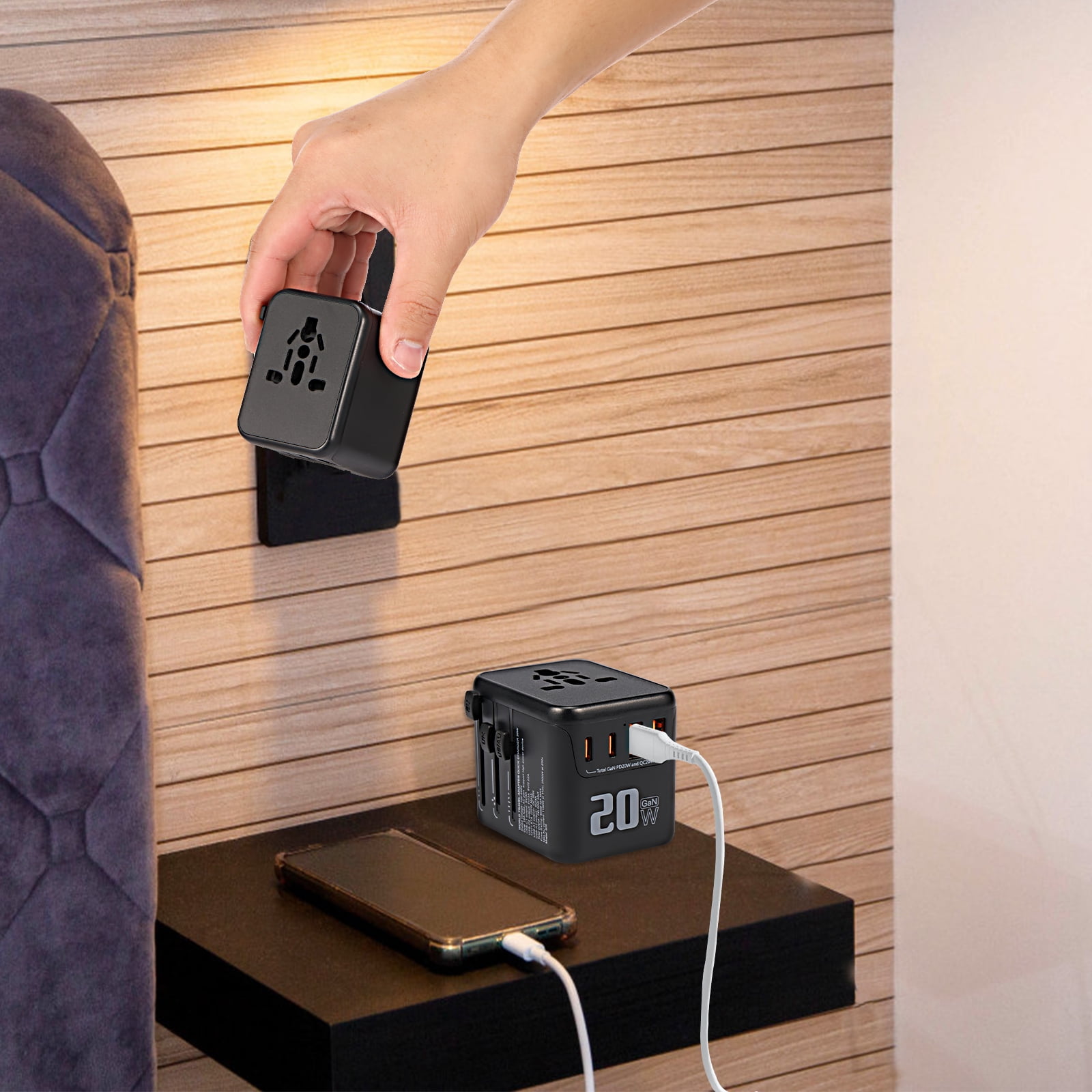 Ikoopy Multifunctional Travel Adapter 4 Port Power Adapter with 2 USB ...