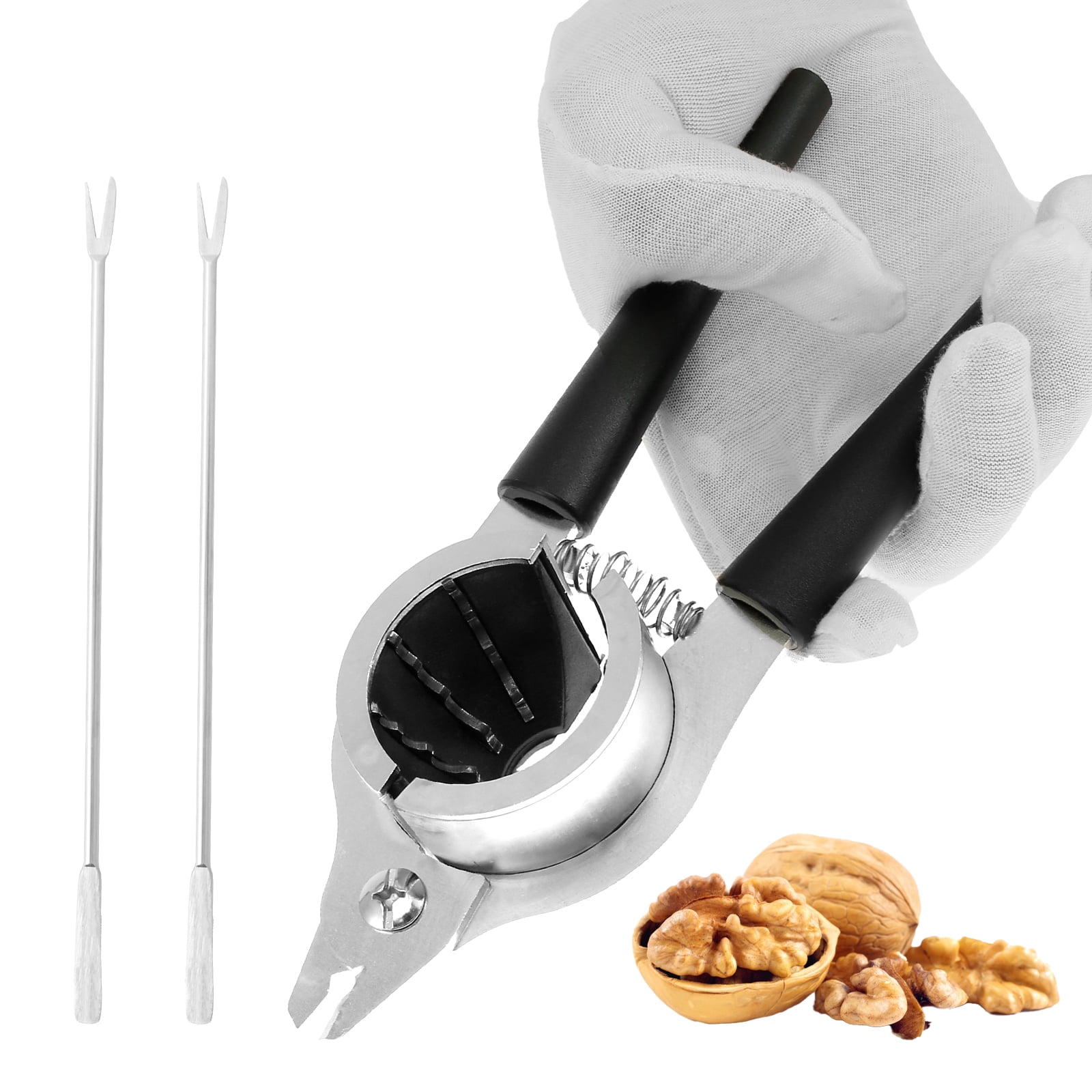 Ikoopy Nut Crackers Stainless Steel Walnut Cracker Tool with Non-slip ...
