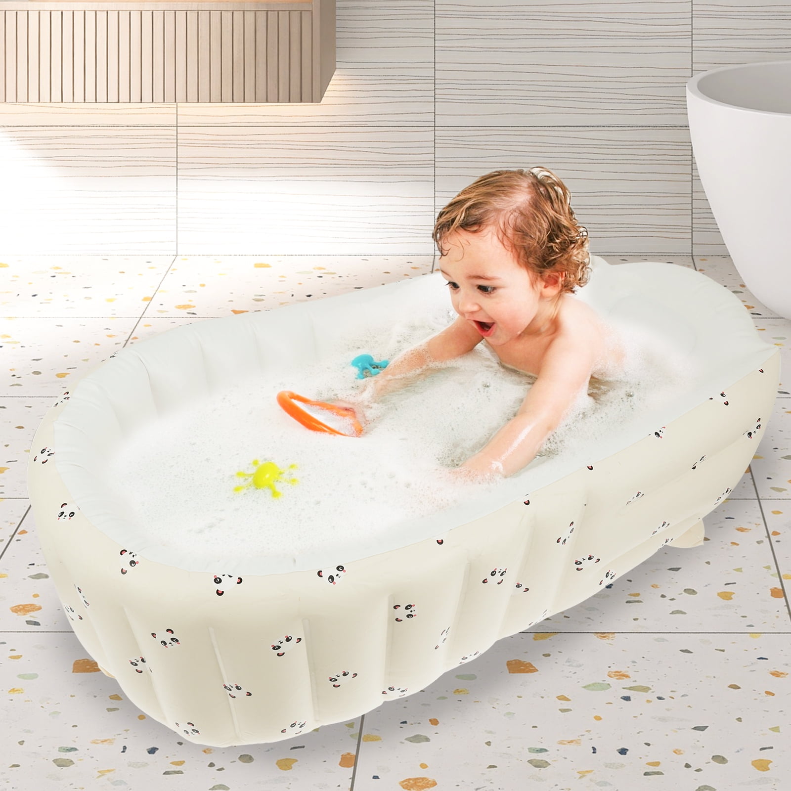 Ikoopy PVC Inflatable Baby Bathtub Non Slip Toddler Bath Tub Soft ...