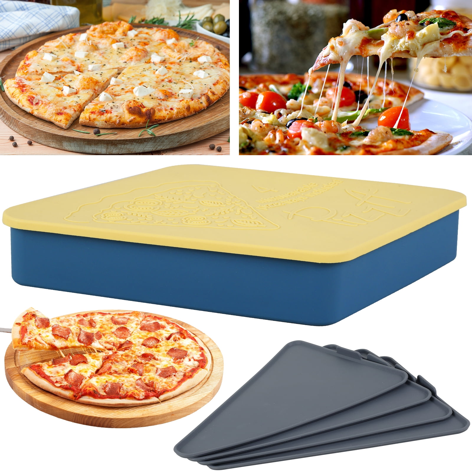 Ikoopy Pizza Storage Container 2 Compartments Silicone Pizza Storage ...