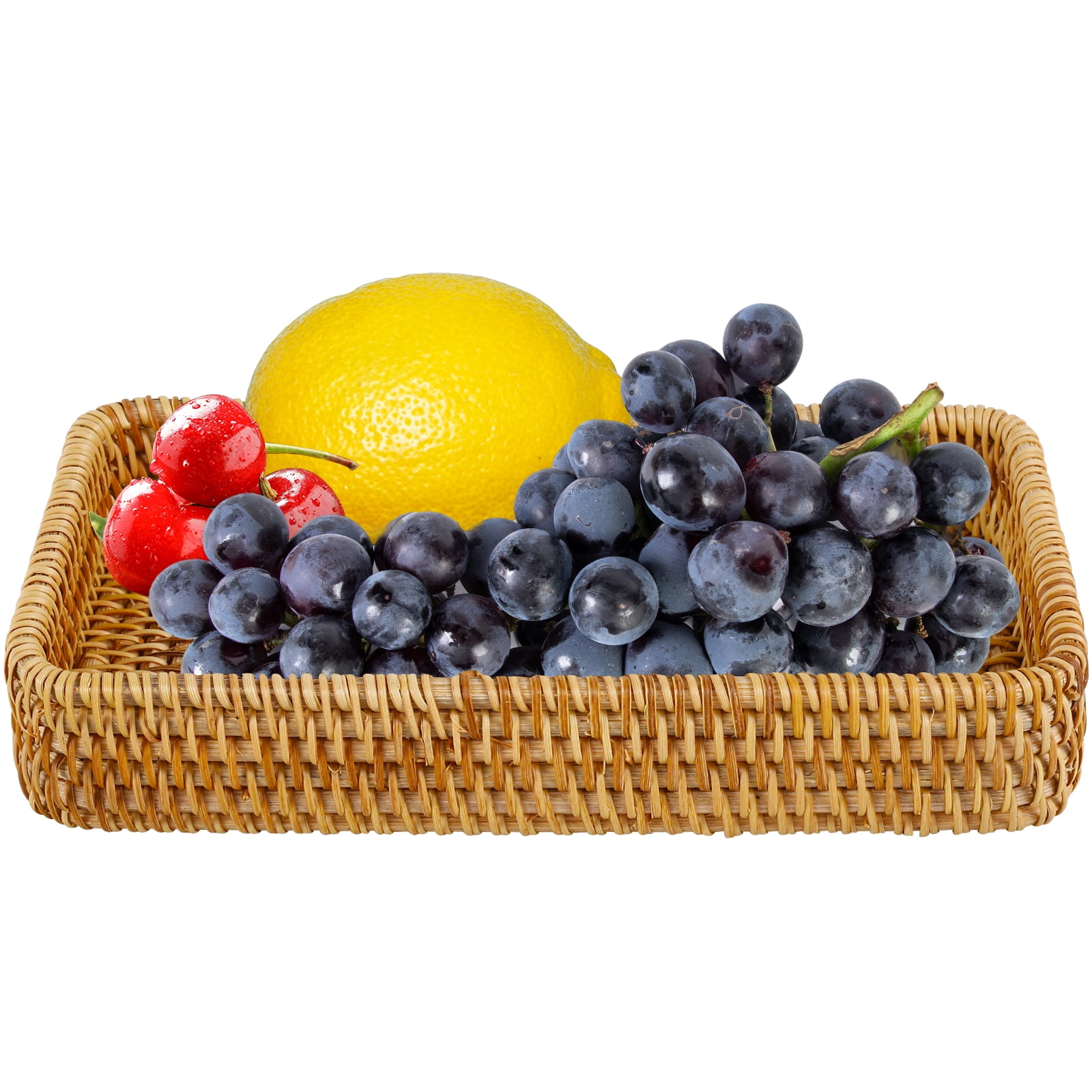 Ikoopy Rattan Serving Tray Rectangular Woven Basket Tray Decorative ...