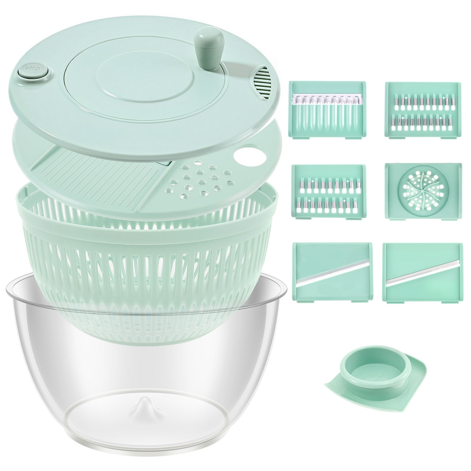 Ikoopy Salad Spinner with 6 Blades Multifunctional Vegetables Fruits ...