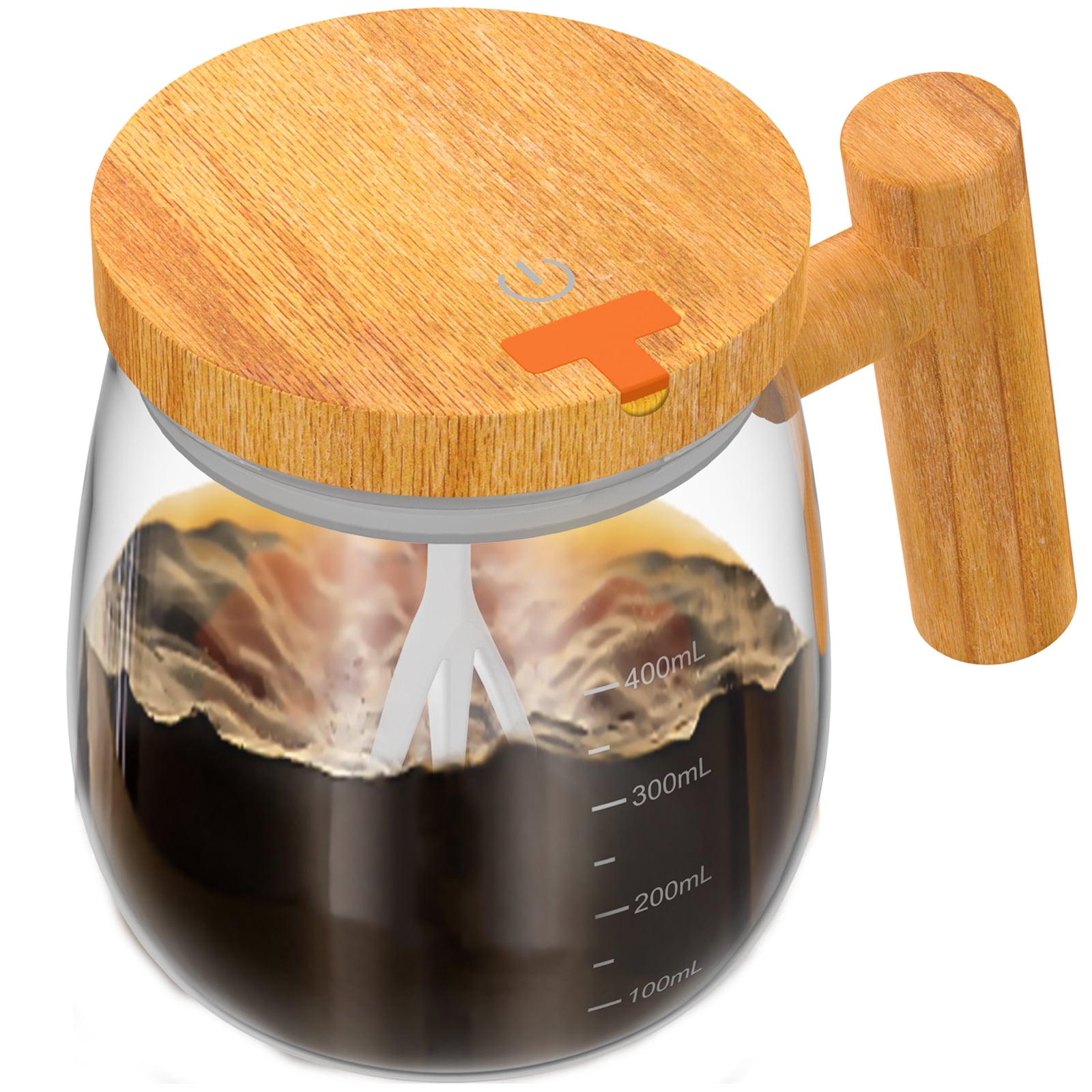 Ikoopy Self Stirring Mug with Measurement 400ml Glass Self Mixing Mug ...