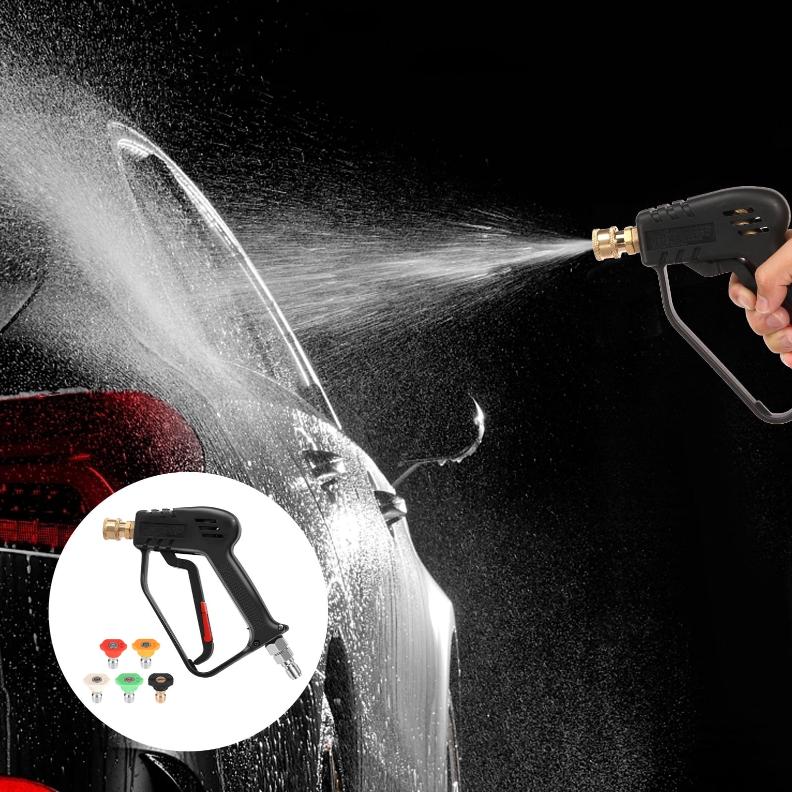 Ikoopy Short Pressure Washer Tool with Swivel 3/8inch Inlet 4000 PSI ...