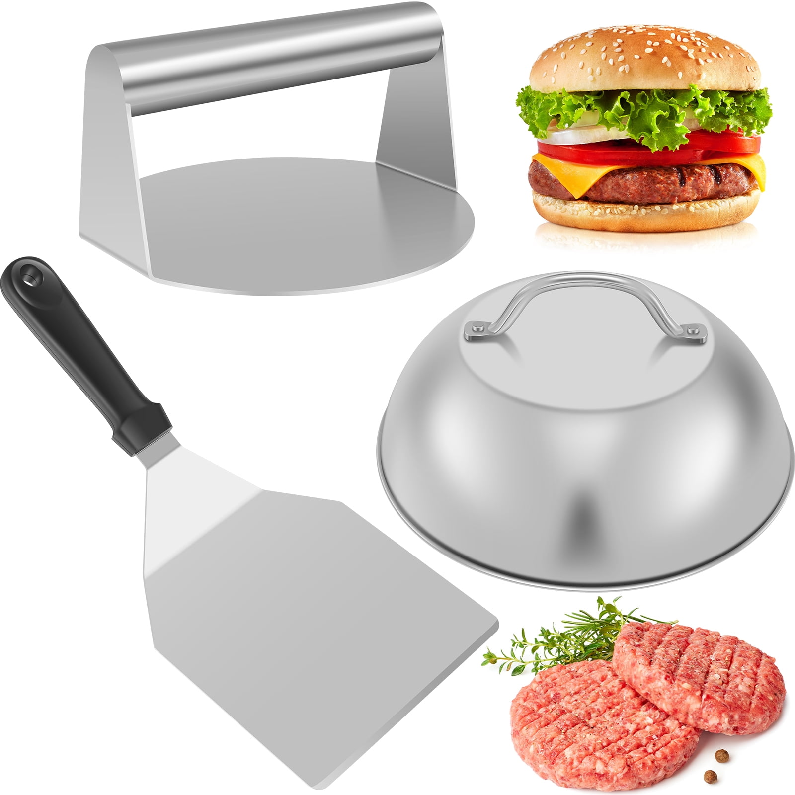 Ikoopy Smash Burger Kit with Lid Griddle Spatula 5.5 Inch Stainless ...