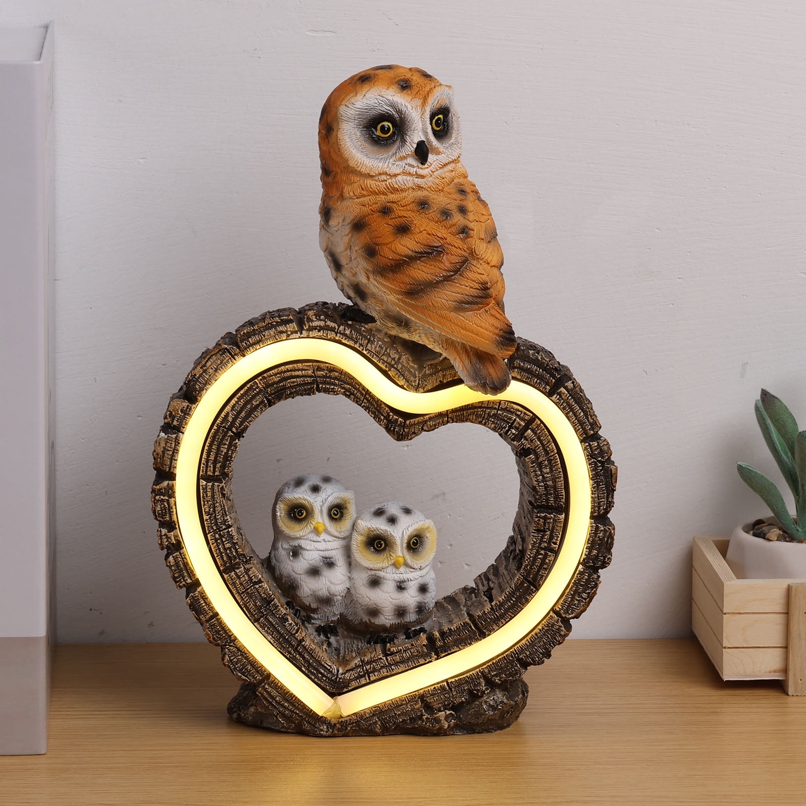 Ikoopy Solar Owl Garden Statue Decorative Garden Sculpture with Solar ...