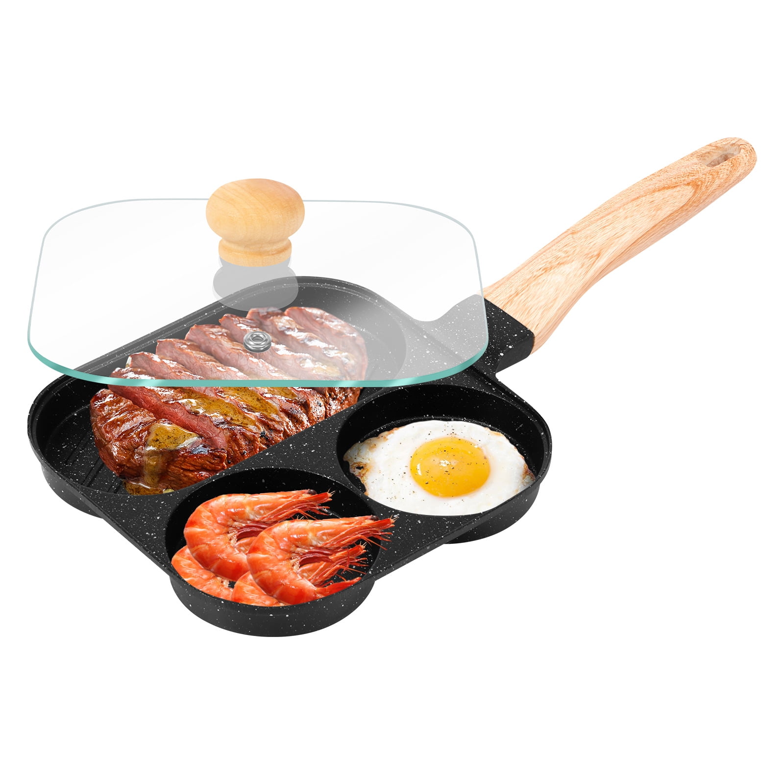 Ikoopy Square Divided Pan Multipurpose Sturdy Grill Skillet Steak Pan ...