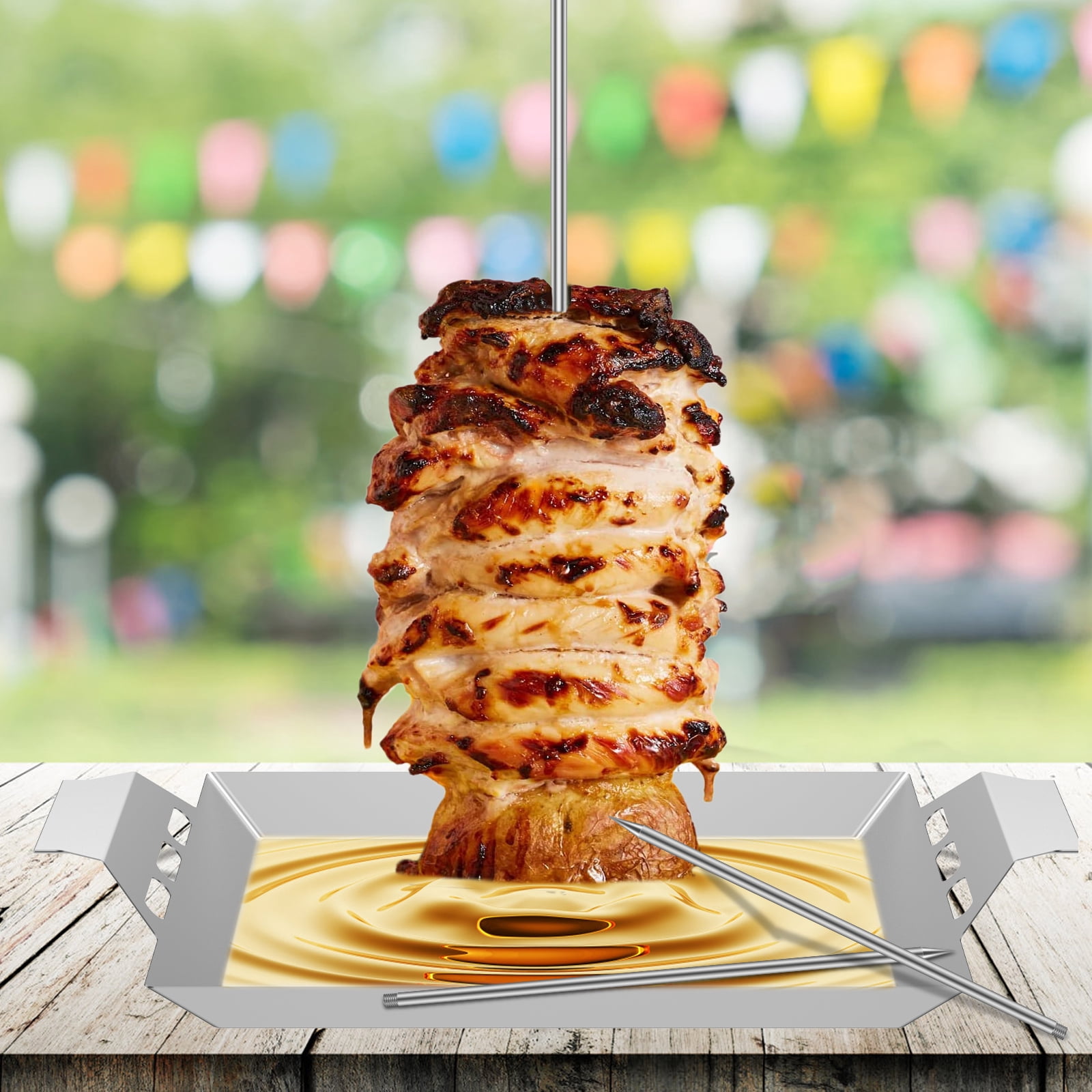 Ikoopy Stainless Steel Al Pastor Skewer Vertical Skewer with 3 ...