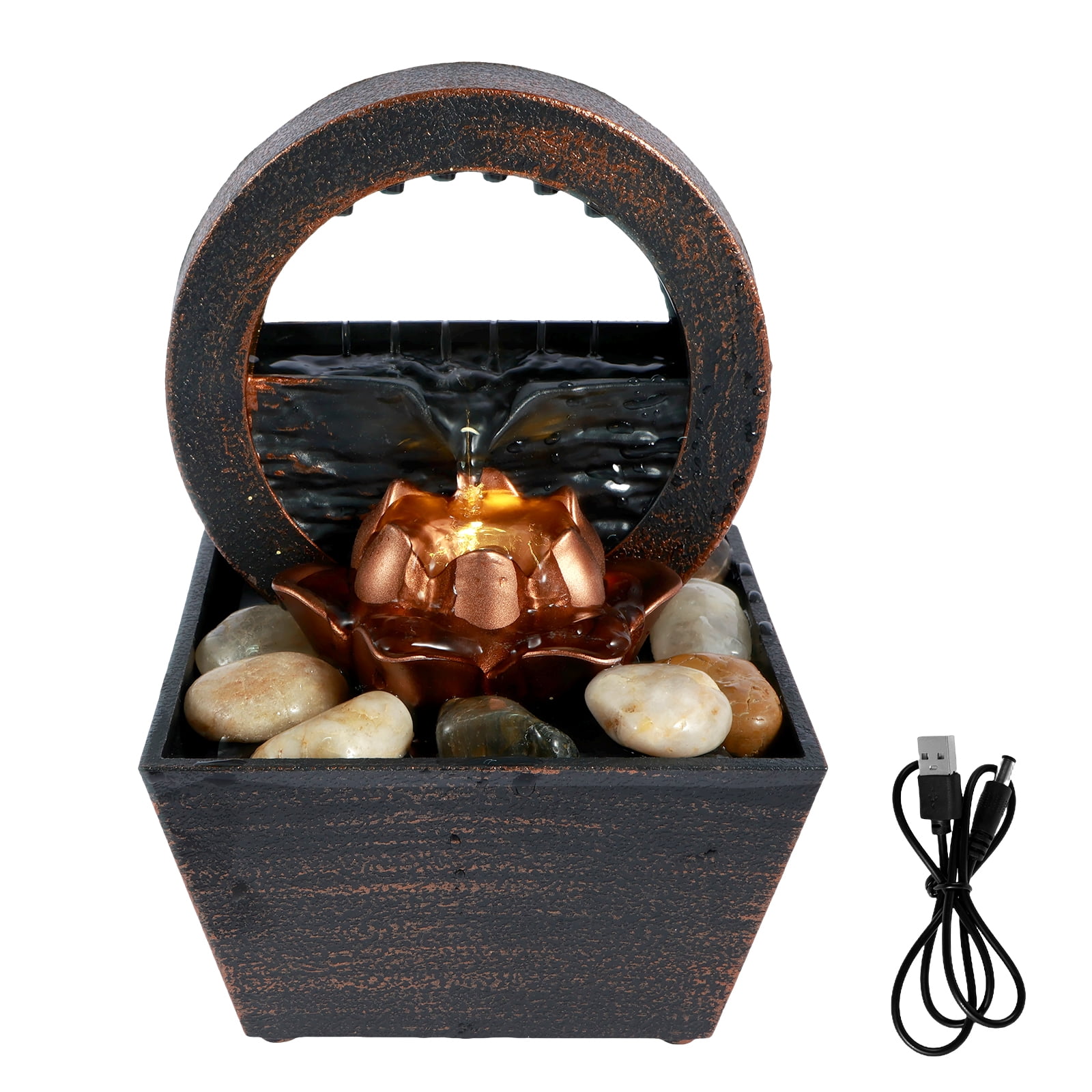 Ikoopy Tabletop Fountain Meditation Water Fountain with Light Creative ...