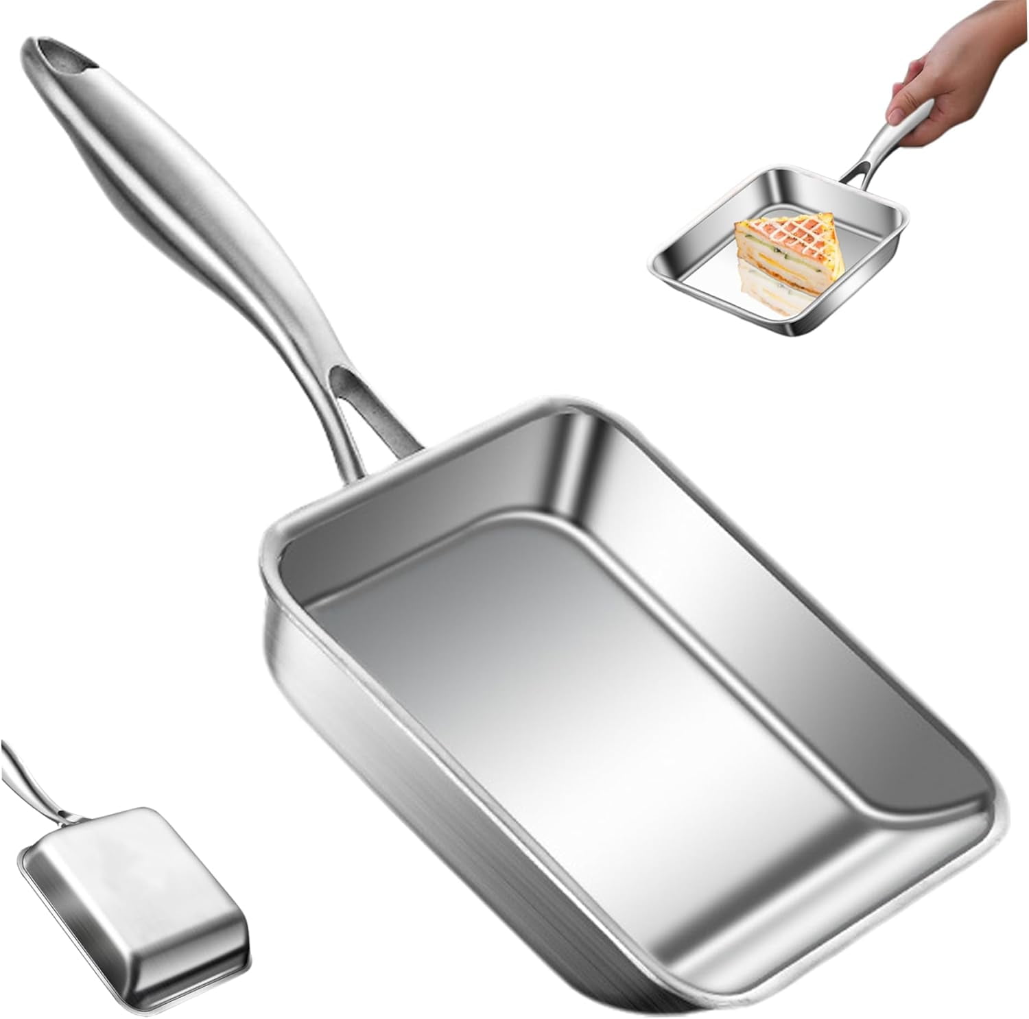 Ikoopy Tamagoyaki Pan Stainless Steel Japanese Omelette Pan with Heat ...