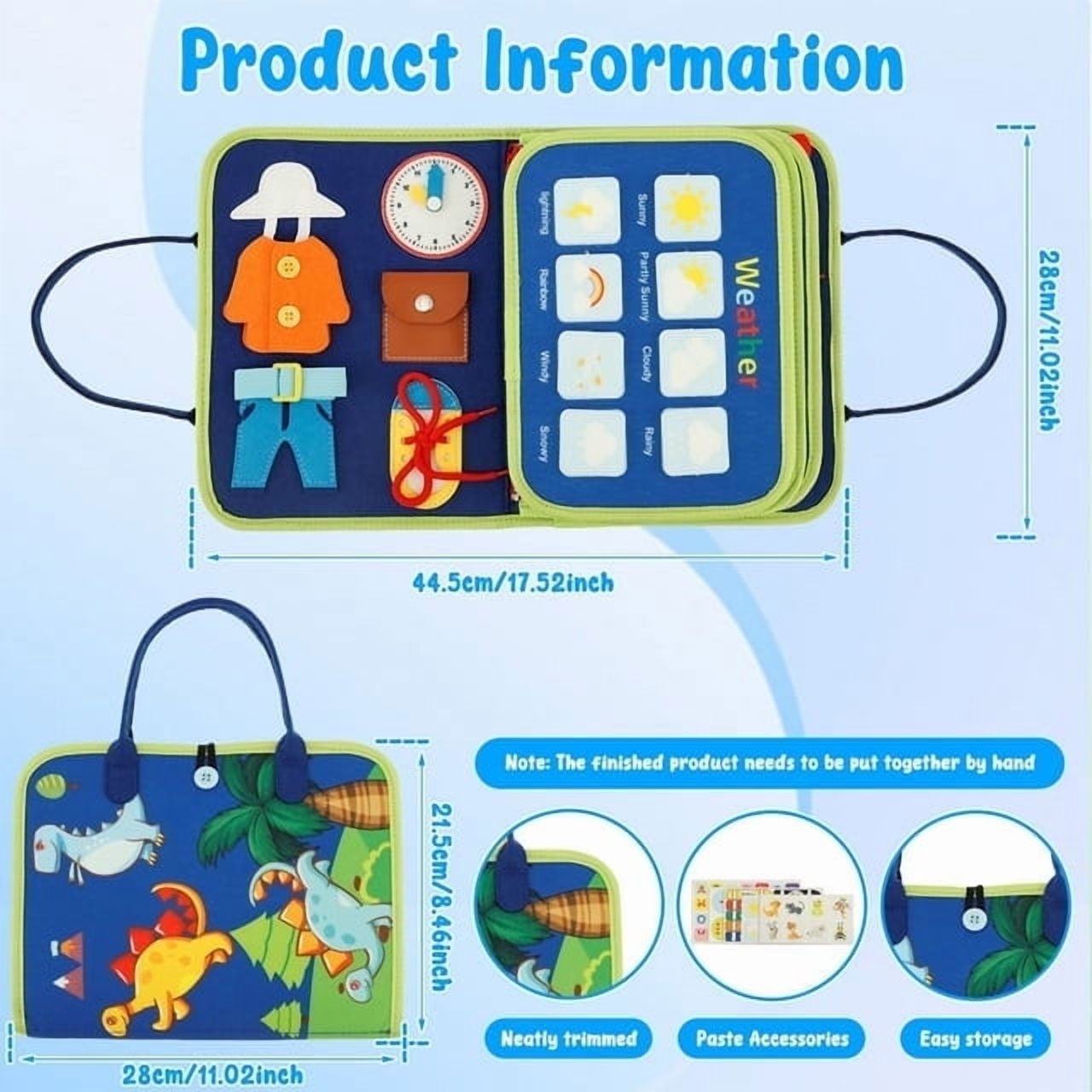 Toddler Felt Busy Board with Handle Portable Kid Felt Learning Board ...