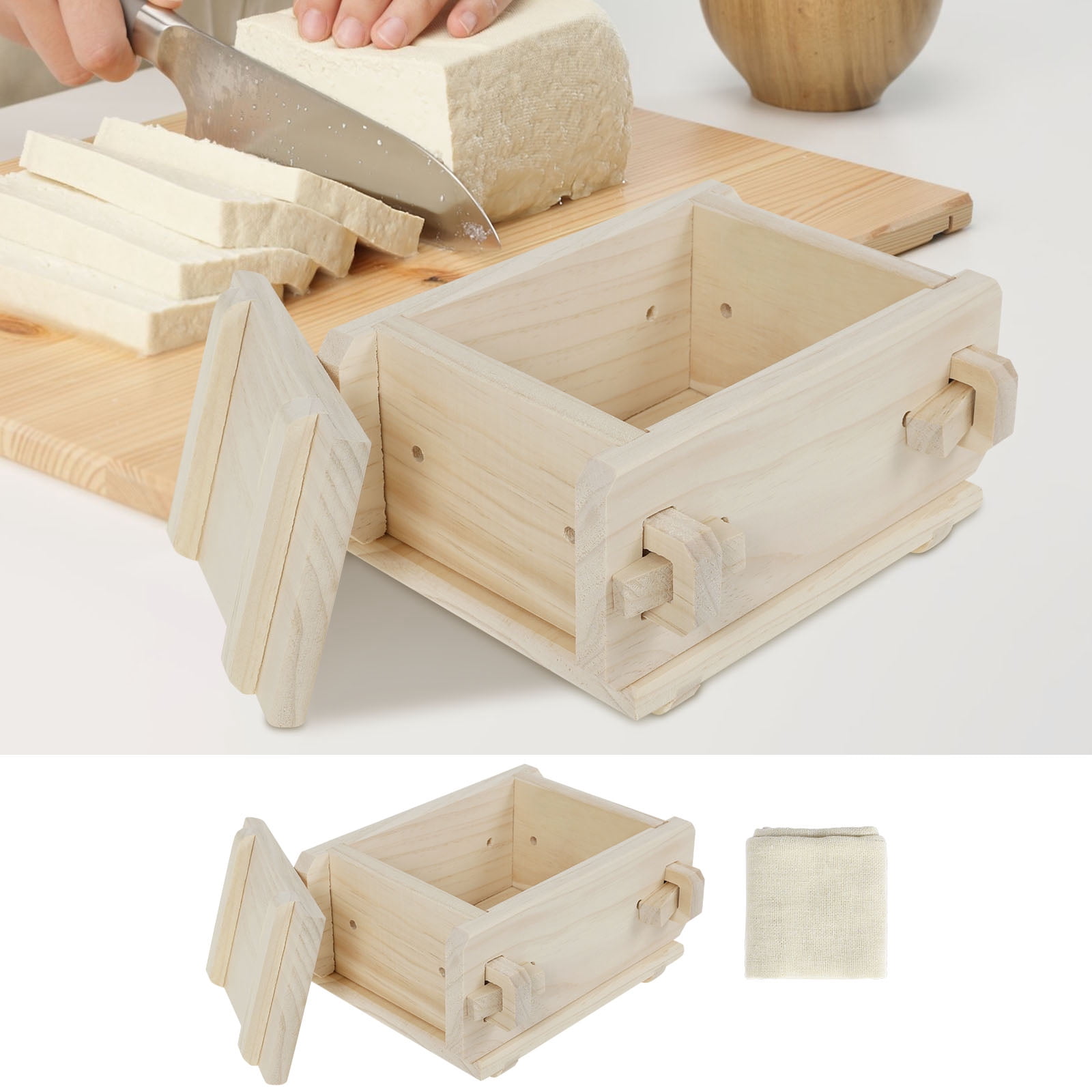 Ikoopy Tofu Maker Kit Wooden Tofu Pressing Mold with Drain Hole DIY ...