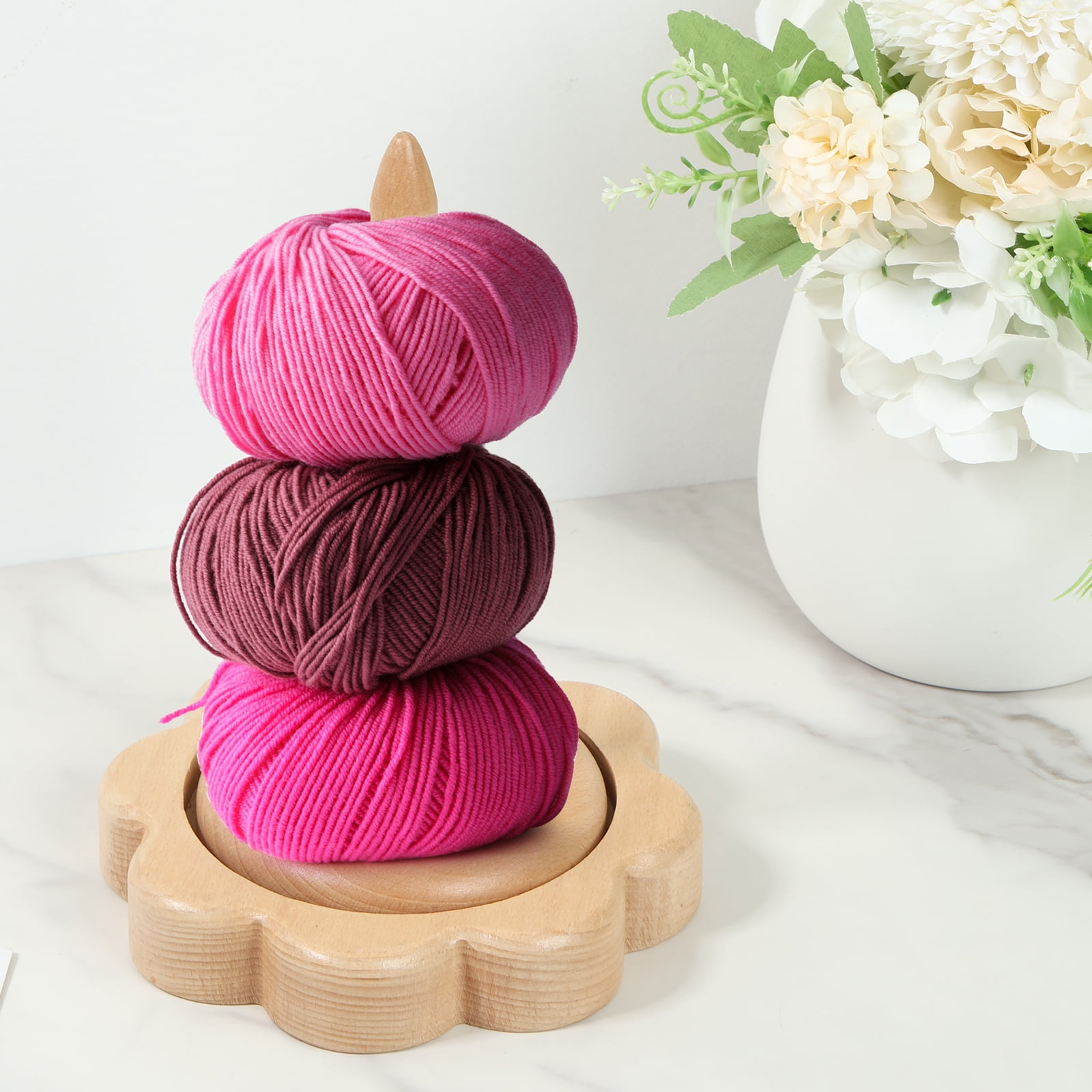 Ikoopy Wood Yarn Holder with Twirling Mechanism Portable Smooth Yarn ...