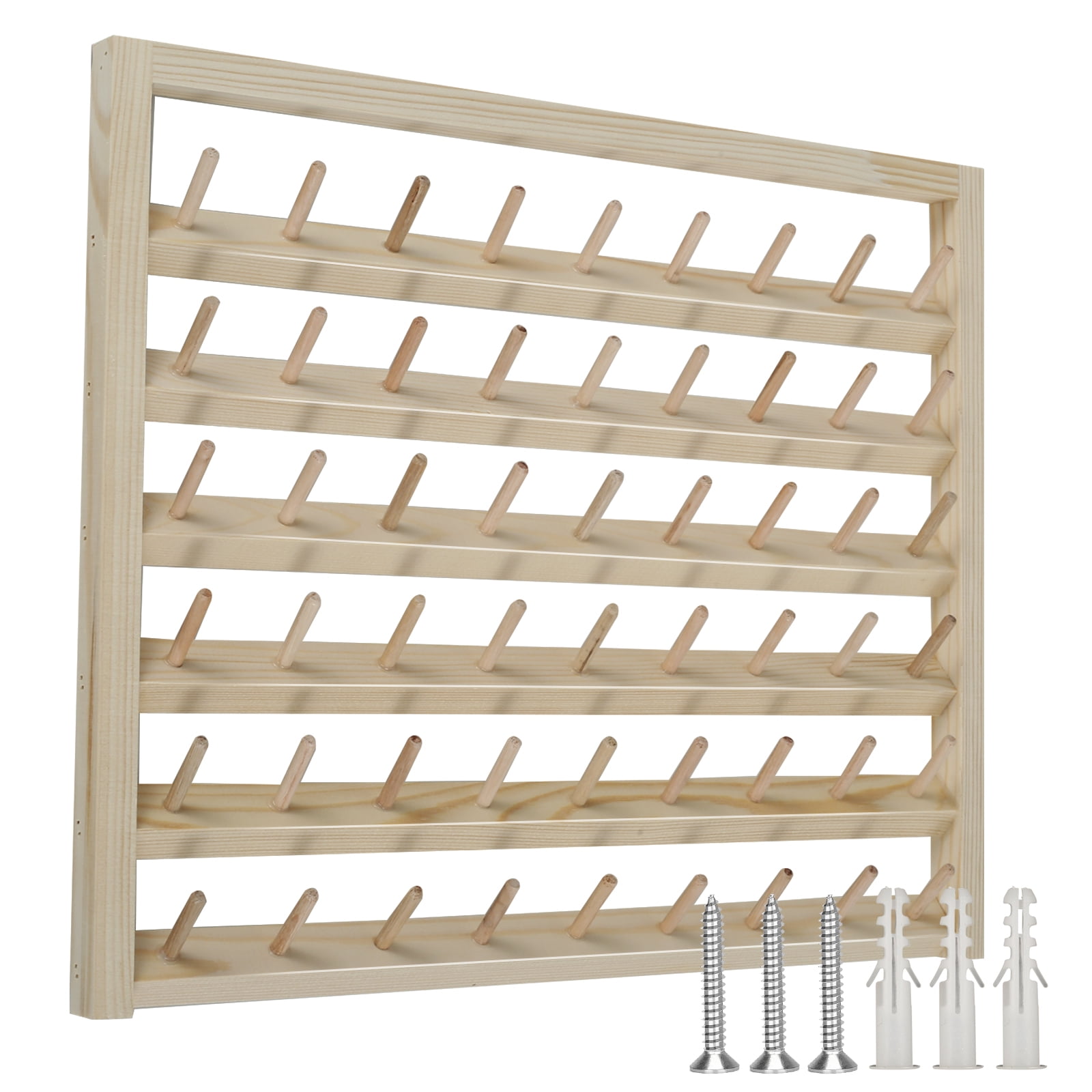 Ikoopy Wooden Thread Holder 48/54 Spool Wooden Thread Rack Wall Mounted ...