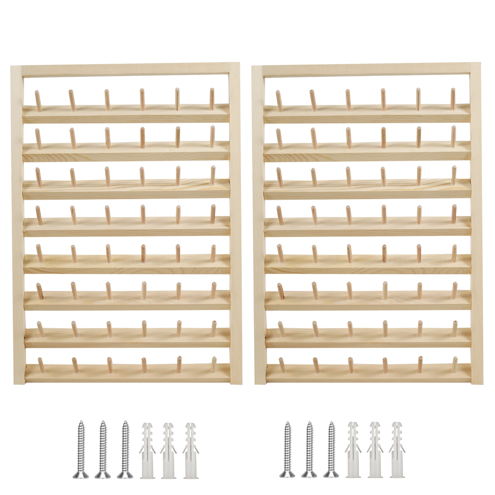 Ikoopy Wooden Thread Holder 48/54 Spool Wooden Thread Rack Wall Mounted ...