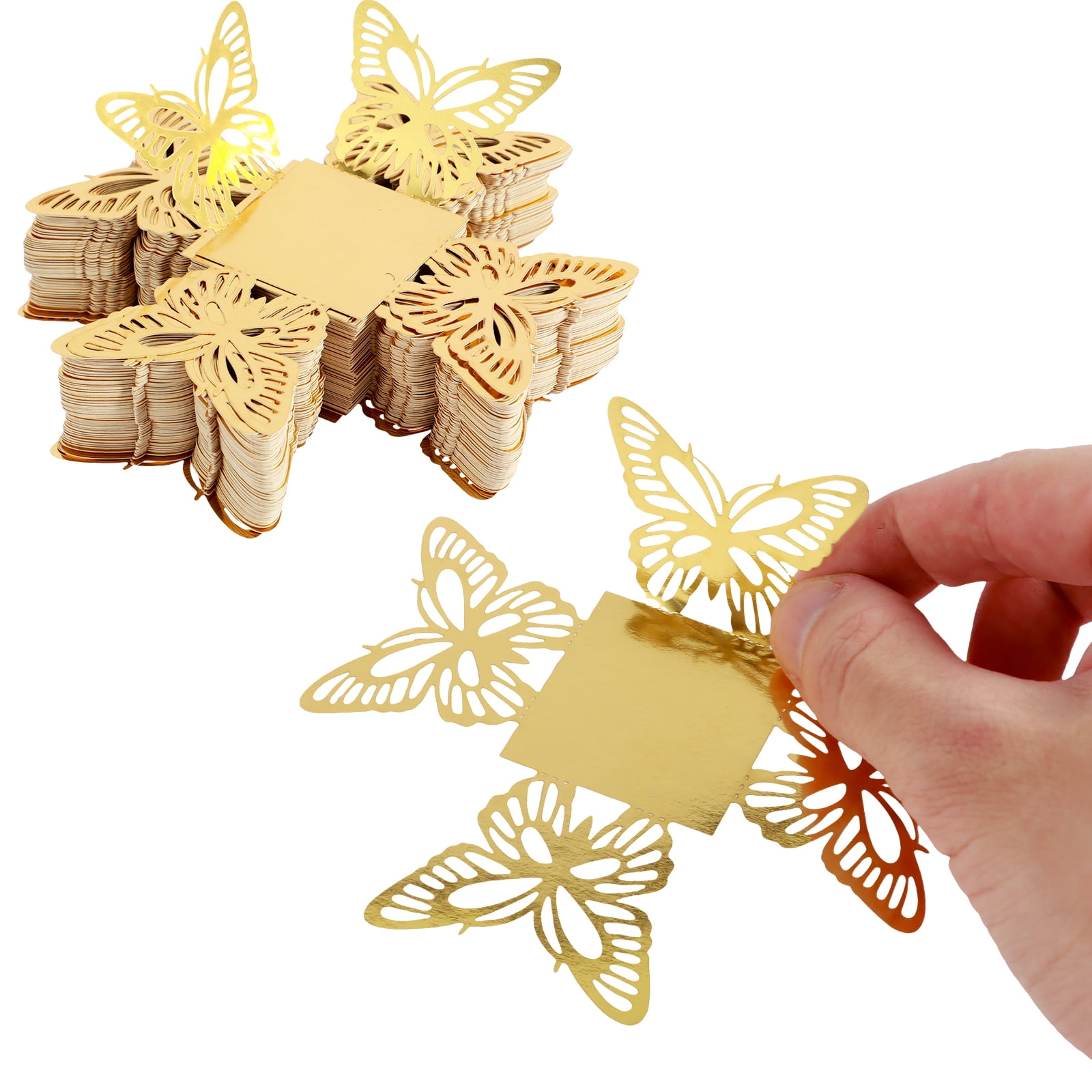Ikoopy 100Pcs Truffle Wrappers Gold Butterfly Truffle Wrappers Hollow ...