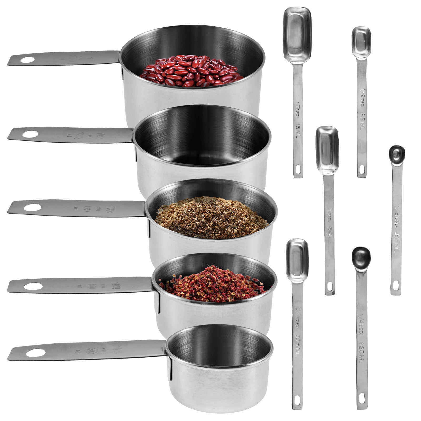 Ikoopy 11Pcs Measuring Cup and Spoon Set Stainless Steel Measuring Cup ...