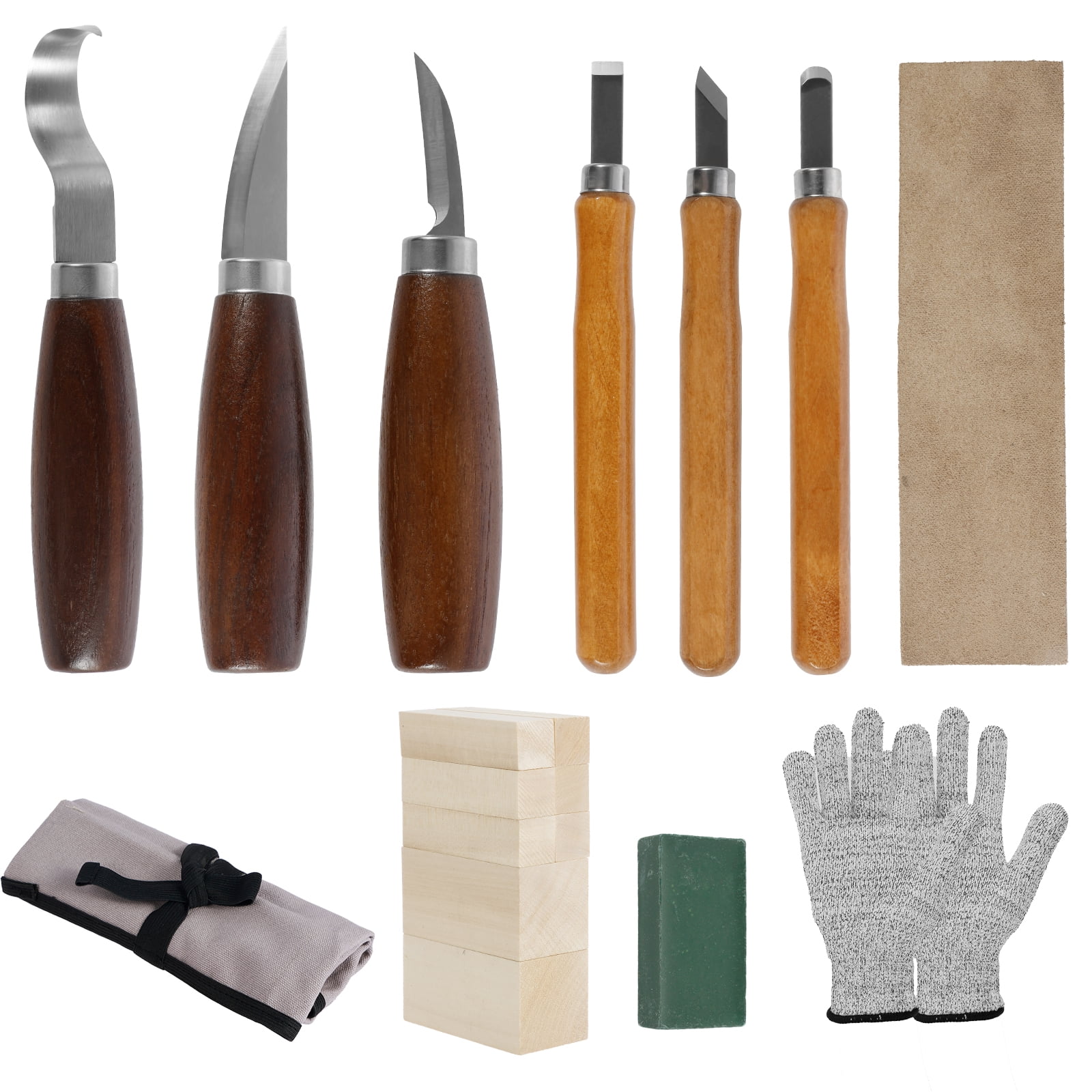 Ikoopy 17Pcs Wood Carving Tool Kit Multipurpose Wood Whittling Set Wood ...