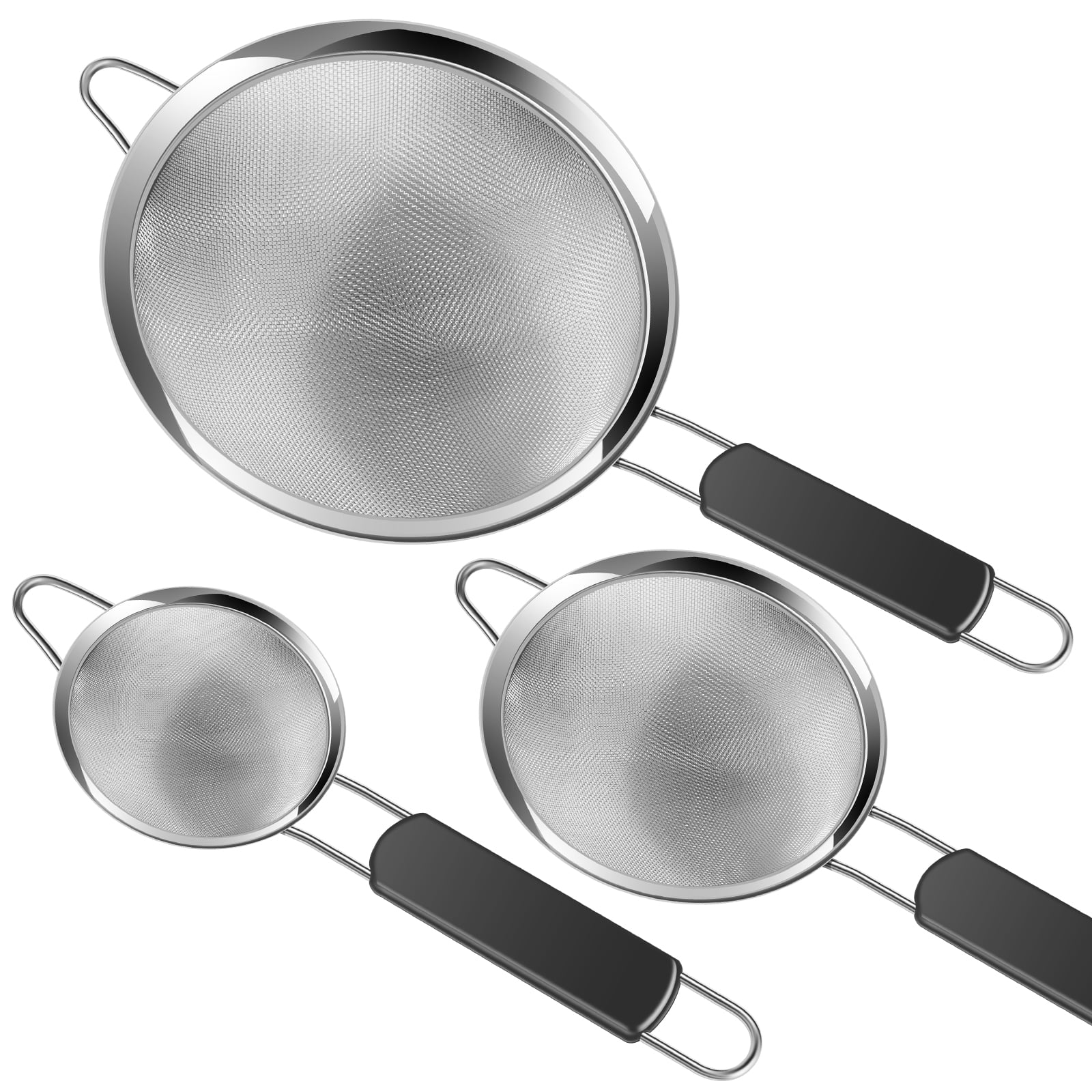 Ikoopy 3 Pcs Fine Mesh Strainer Set Stainless Steel Mesh Strainer with ...