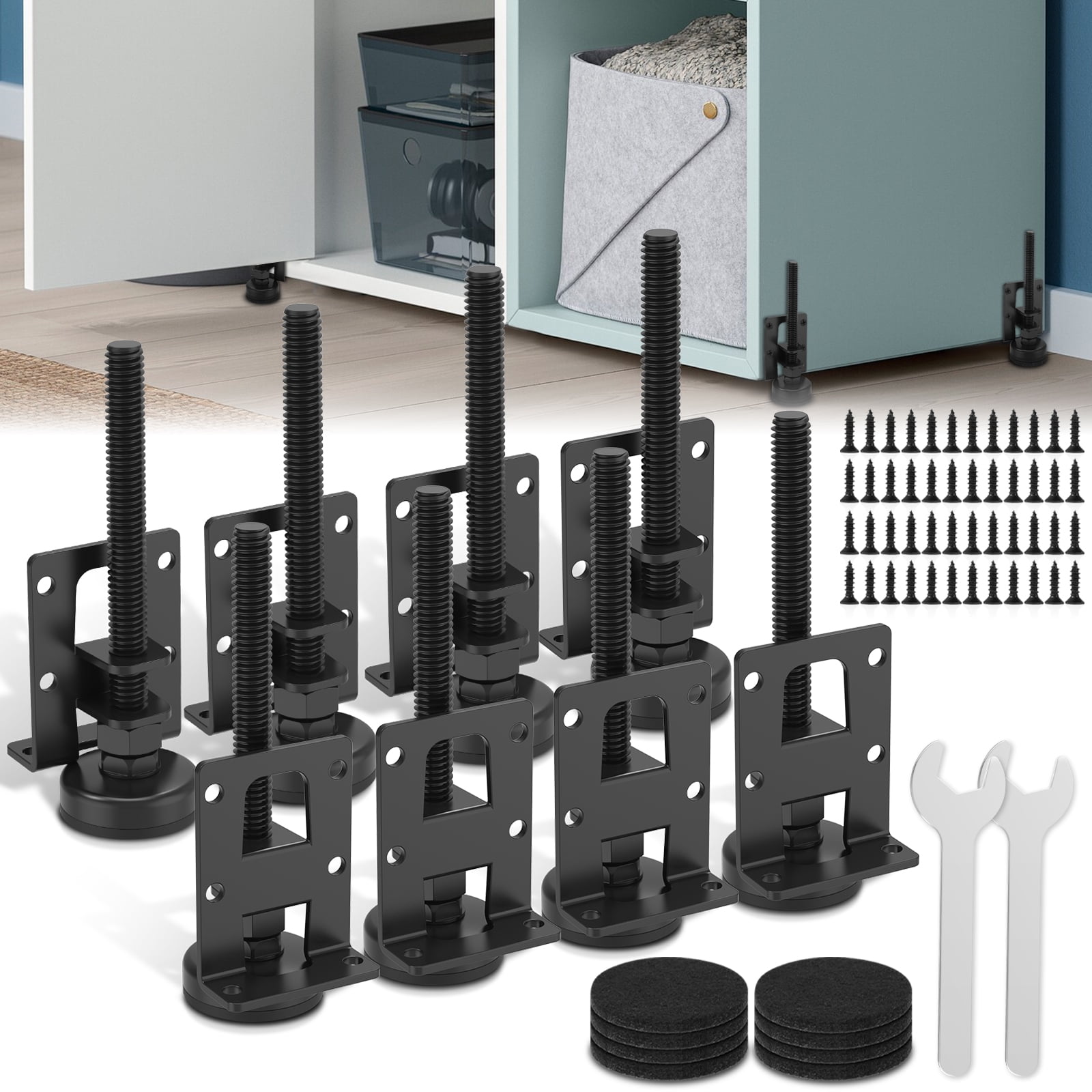 Ikoopy 4/8Pcs Furniture Leveling Feet Adjustable Furniture Legs Heavy ...