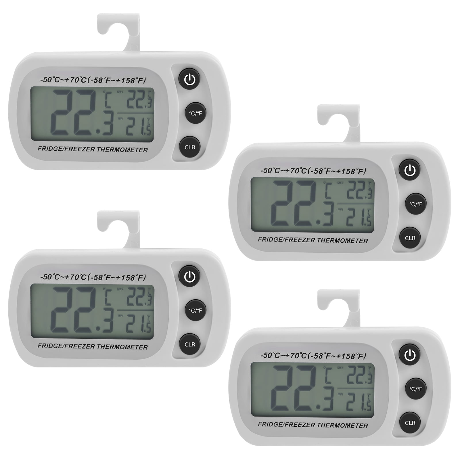 Ikoopy 4 Pack Fridge Thermometer with Clear Display Screen Portable ...