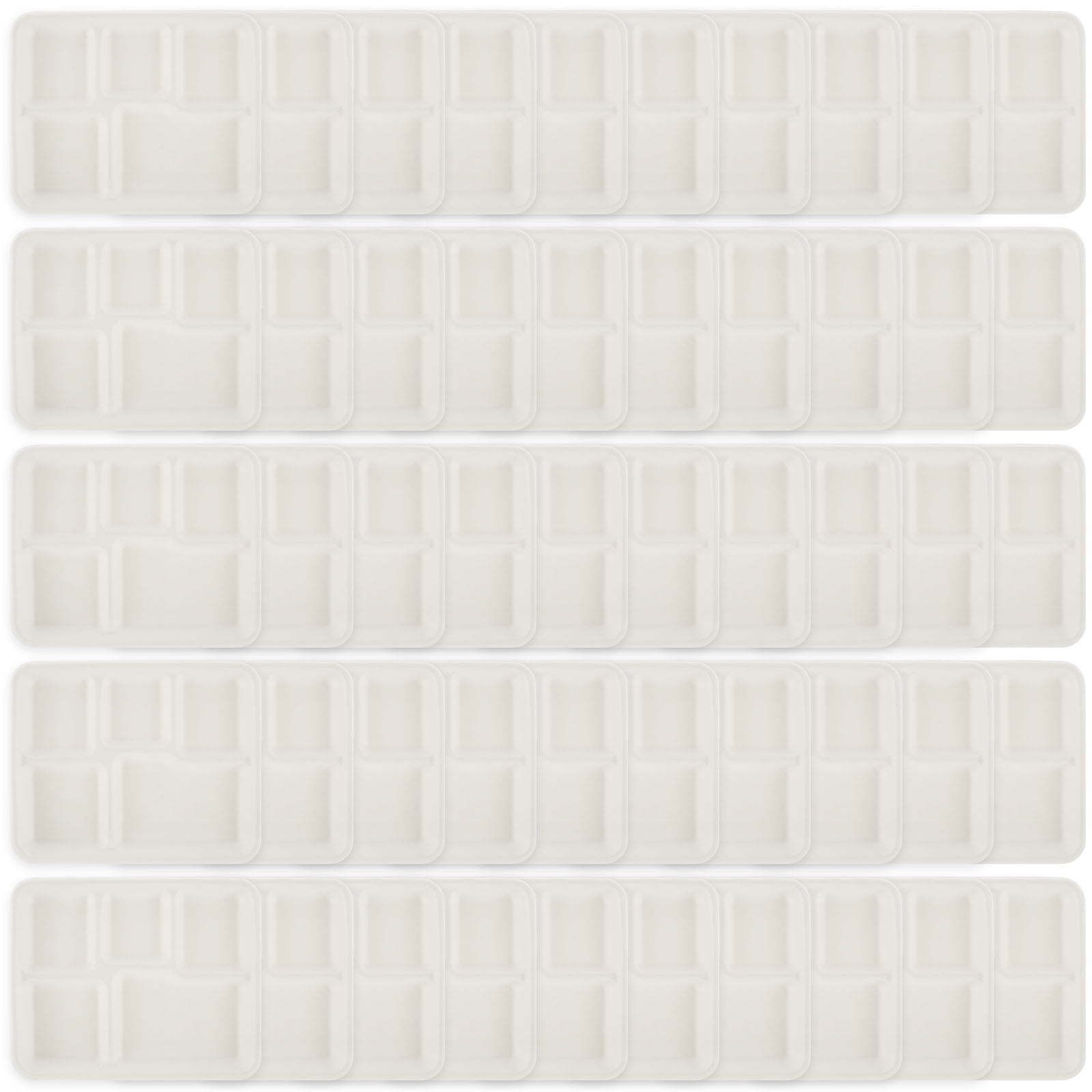Ikoopy 50Pcs Sugarcane Plate 5 Compartments Paper Plate Eco-friendly ...