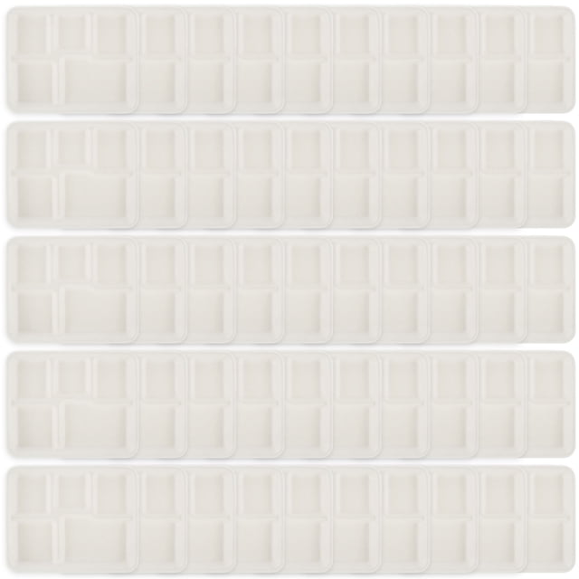 Ikoopy 50Pcs Sugarcane Plate 5 Compartments Paper Plate Eco-friendly ...